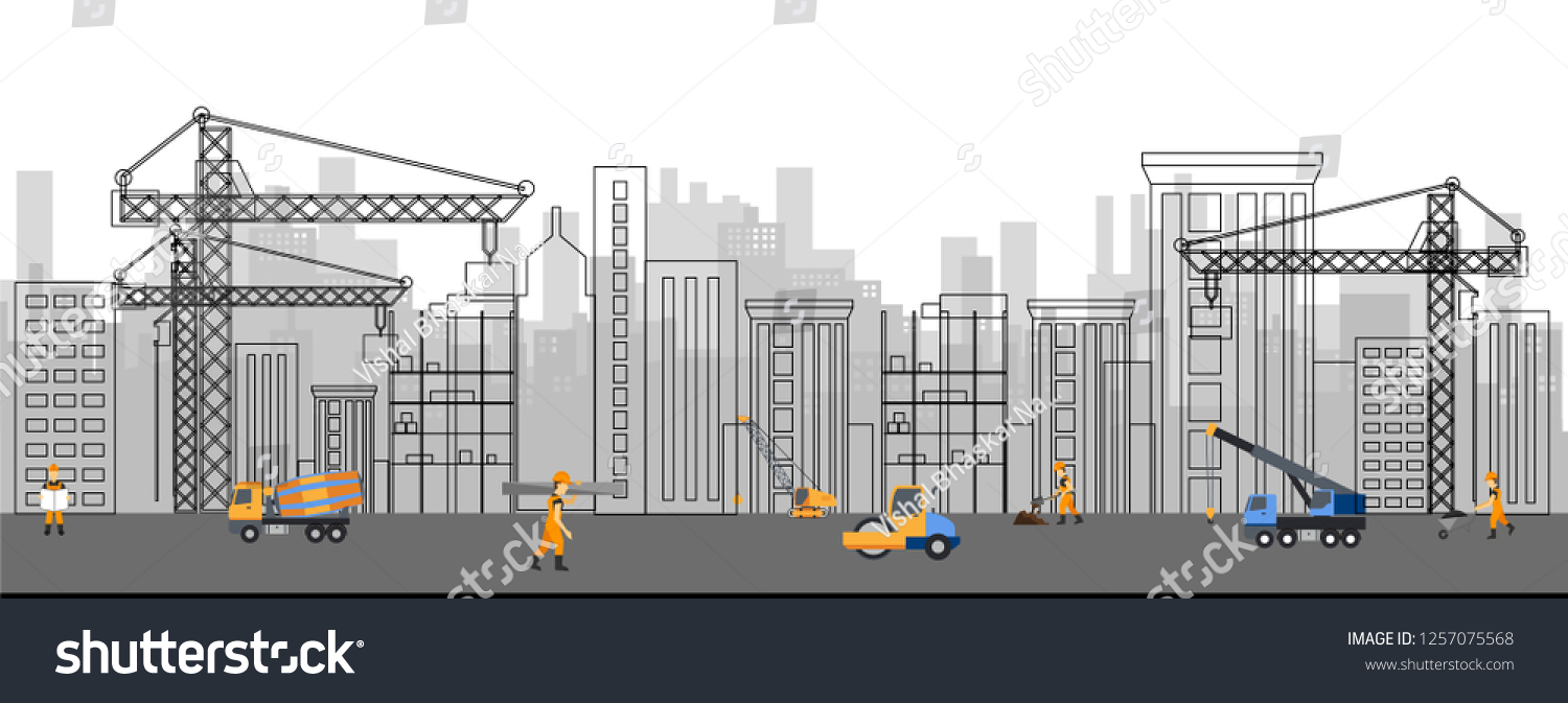 Under Construction Buildings Stock Vector (Royalty Free) 1257075568 ...