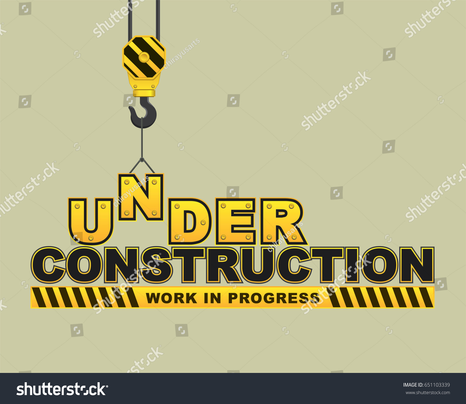 Under Construction Hanging Hook Concept Flat Stock Vector (Royalty Free ...
