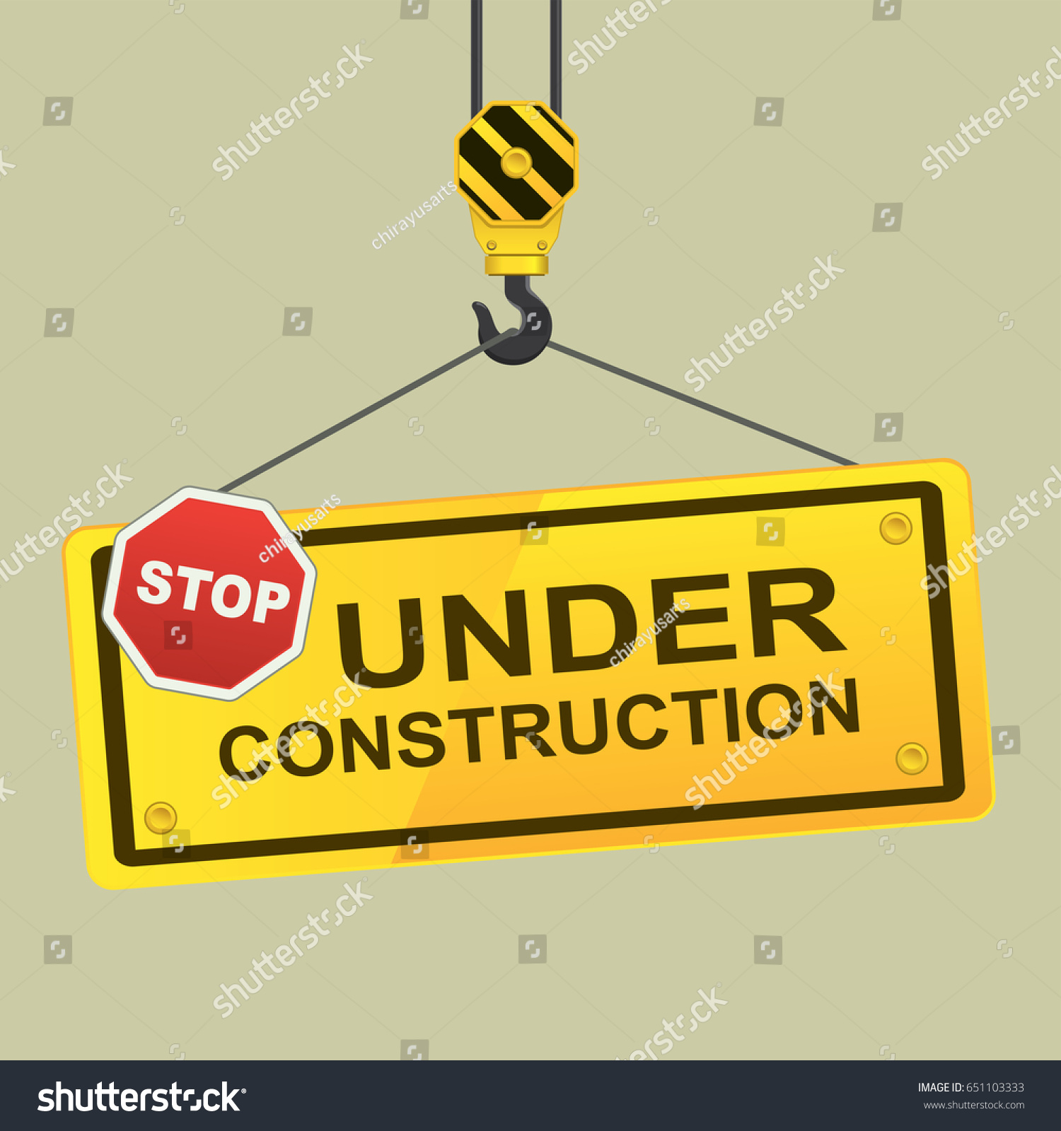 Under Construction Hanging Hook Concept Stop Stock Vector (Royalty Free ...