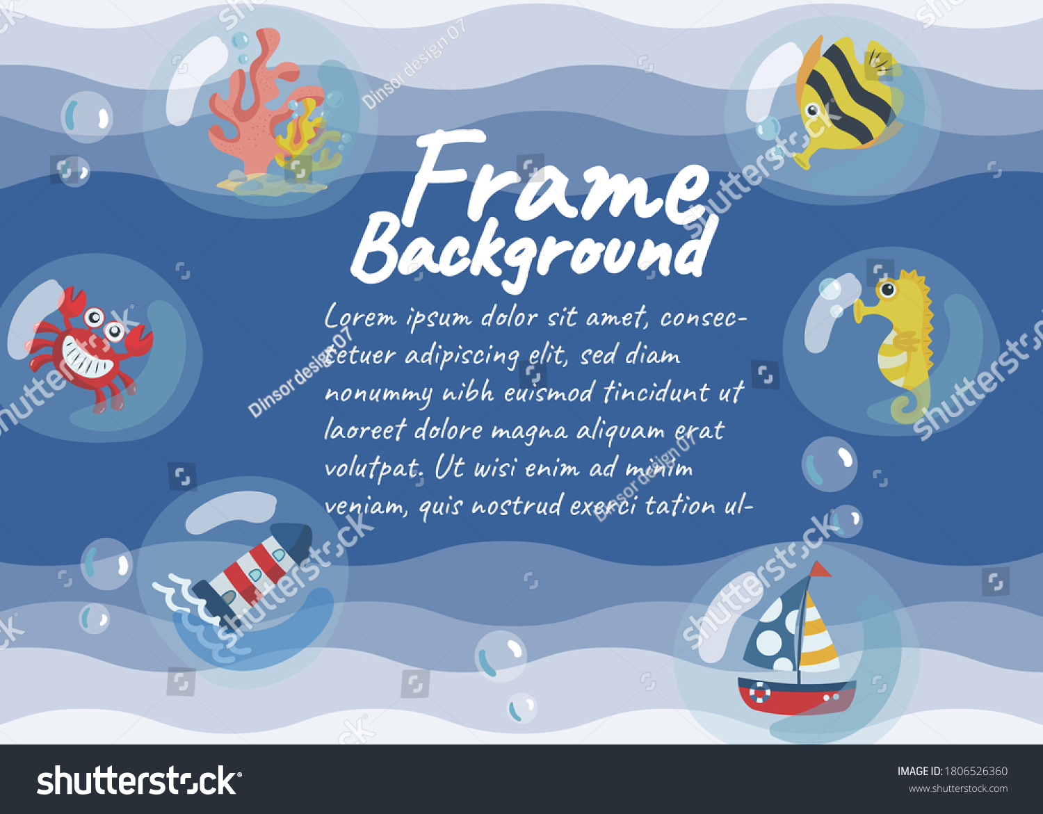 Under Sea Frame Background Concept Illustration Stock Vector (Royalty ...