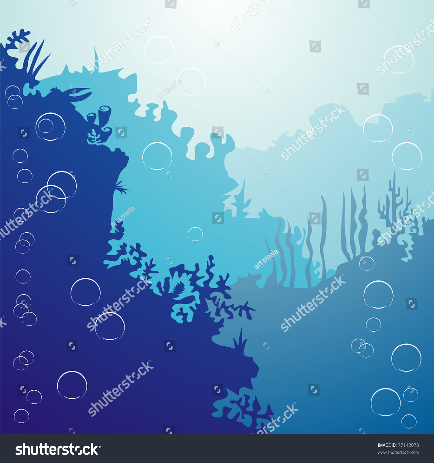 Underwater Ocean Bottom Bubbles Stock Vector (Royalty Free) 77142073