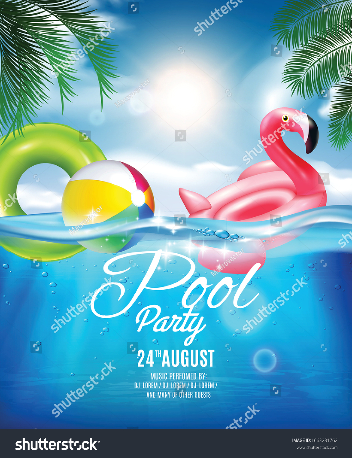 Underwater Pool Party Composition Realistic Background Stock Vector ...