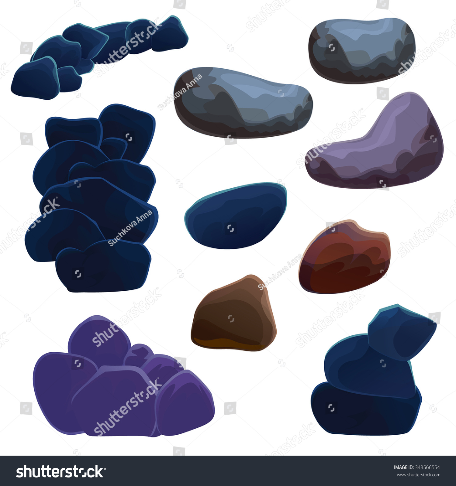 Underwater Rocks Reefs Vector Illustration Set Stock Vector (Royalty ...