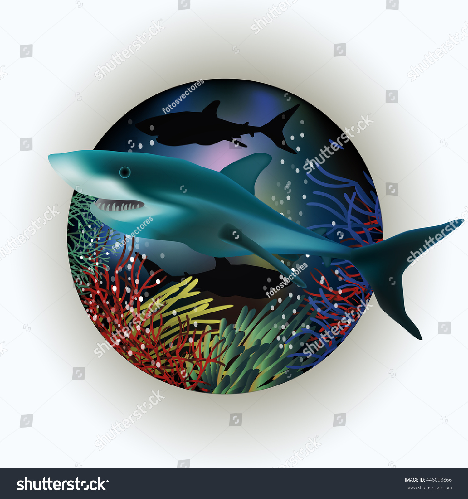Underwater Shark Vector Illustration Stock Vector (Royalty Free ...