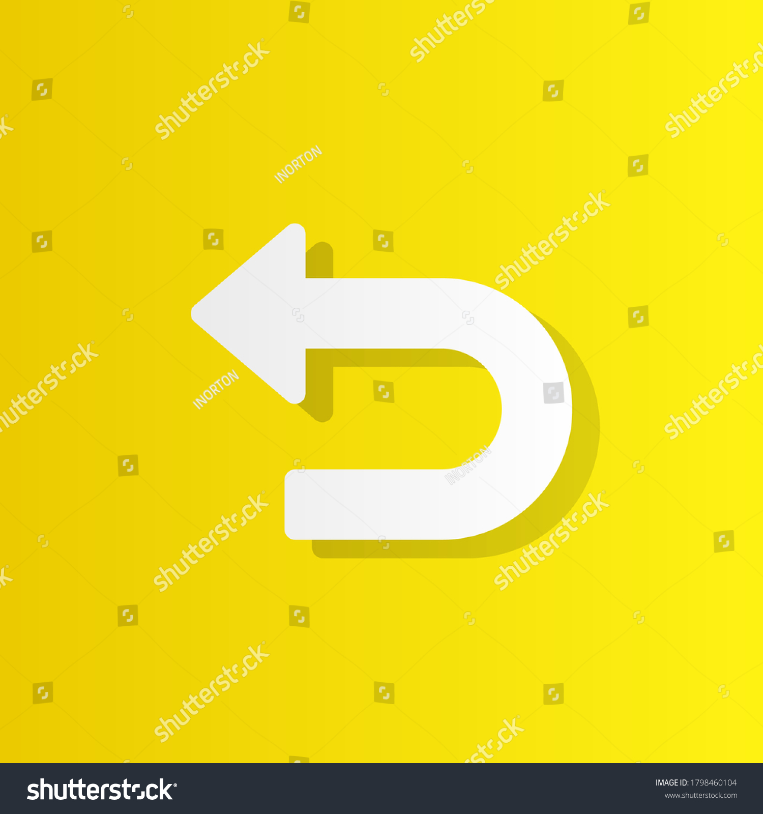 Undo Arrow Back White Icon Shadow Stock Vector (Royalty Free) 1798460104