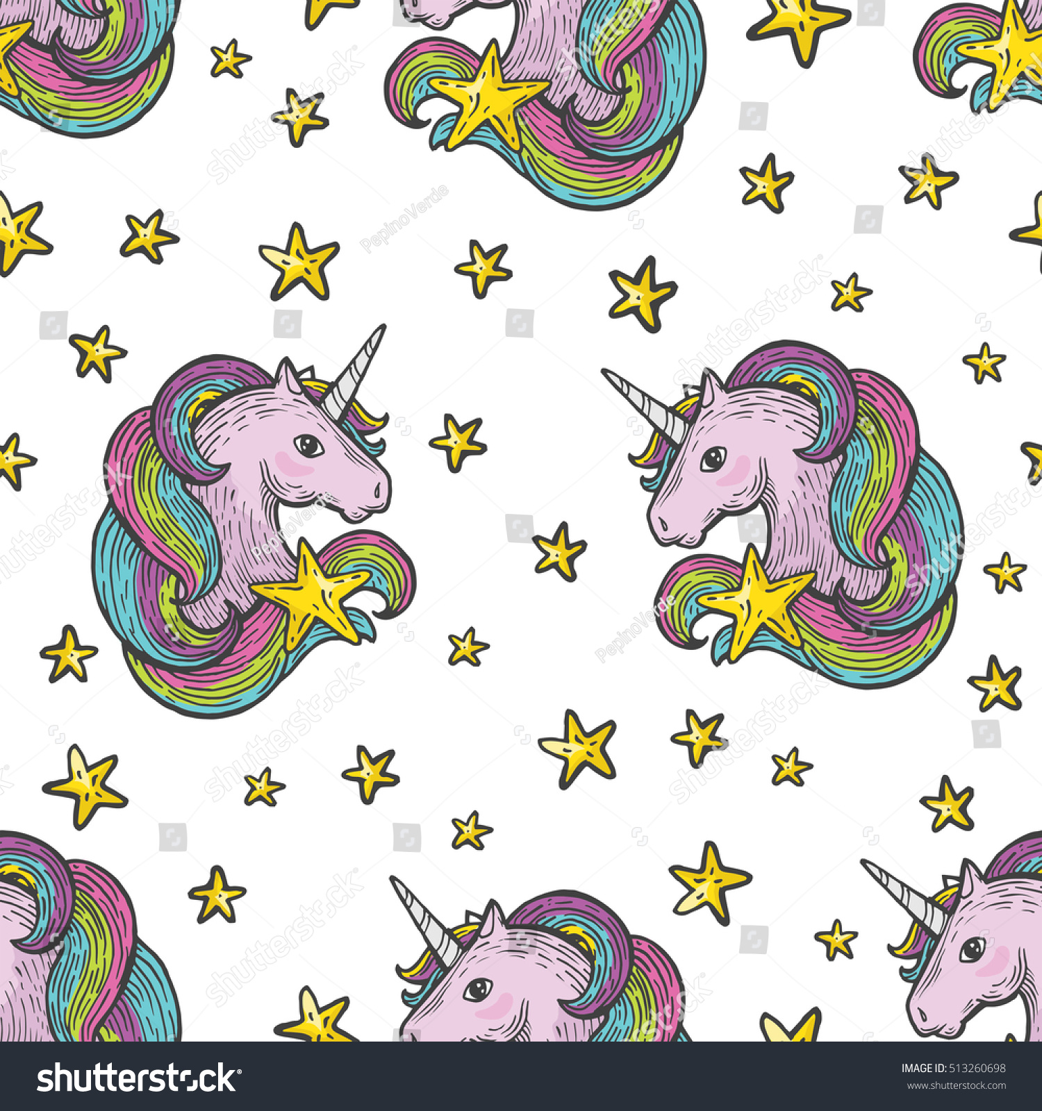 Unicorn Colors Head Pattern Stock Vector (Royalty Free) 513260698 ...
