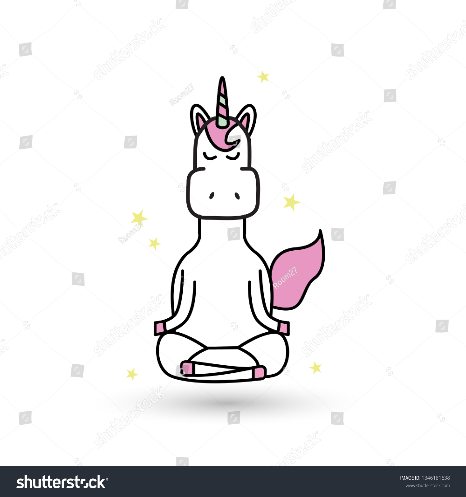 Unicorn Doing Yoga Vector Design Stock Vector (Royalty Free) 1346181638