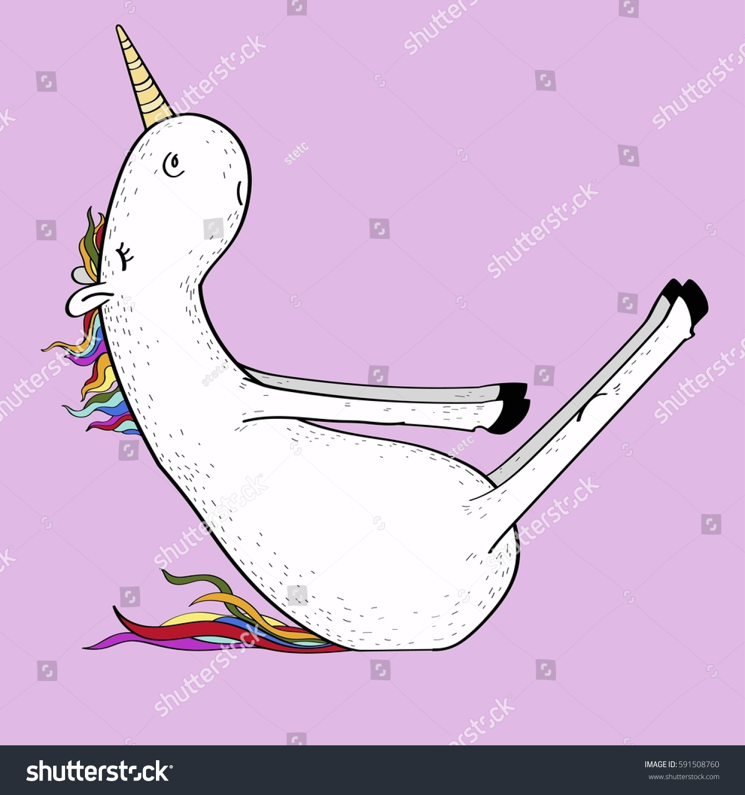 Unicorn Doing Stretching Exercises Stock Vector (Royalty Free) 591508760