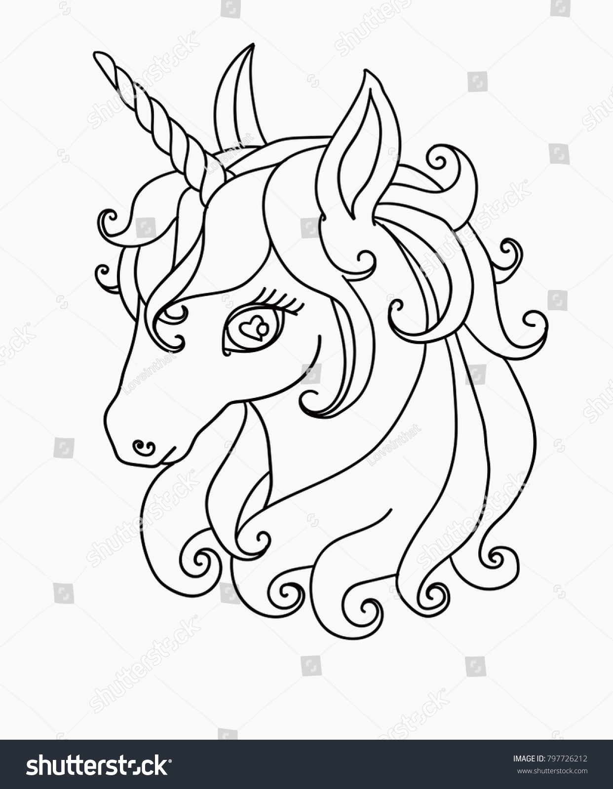 Unicorn Vector Drawing Illustration Stock Vector (Royalty Free) 797726212