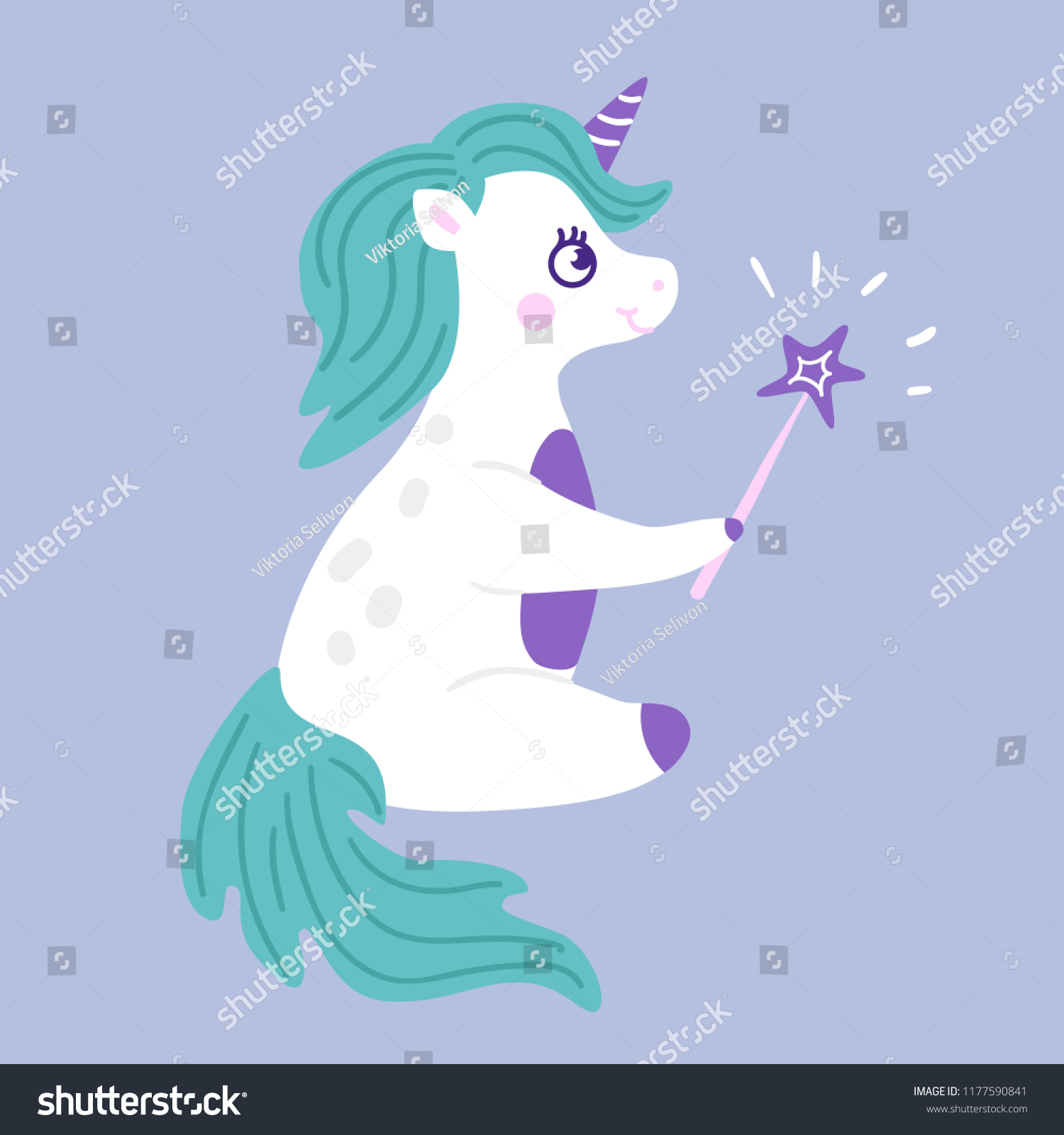 Unicorn Wizard Vector Cartoon Illustration Stock Vector (Royalty Free ...