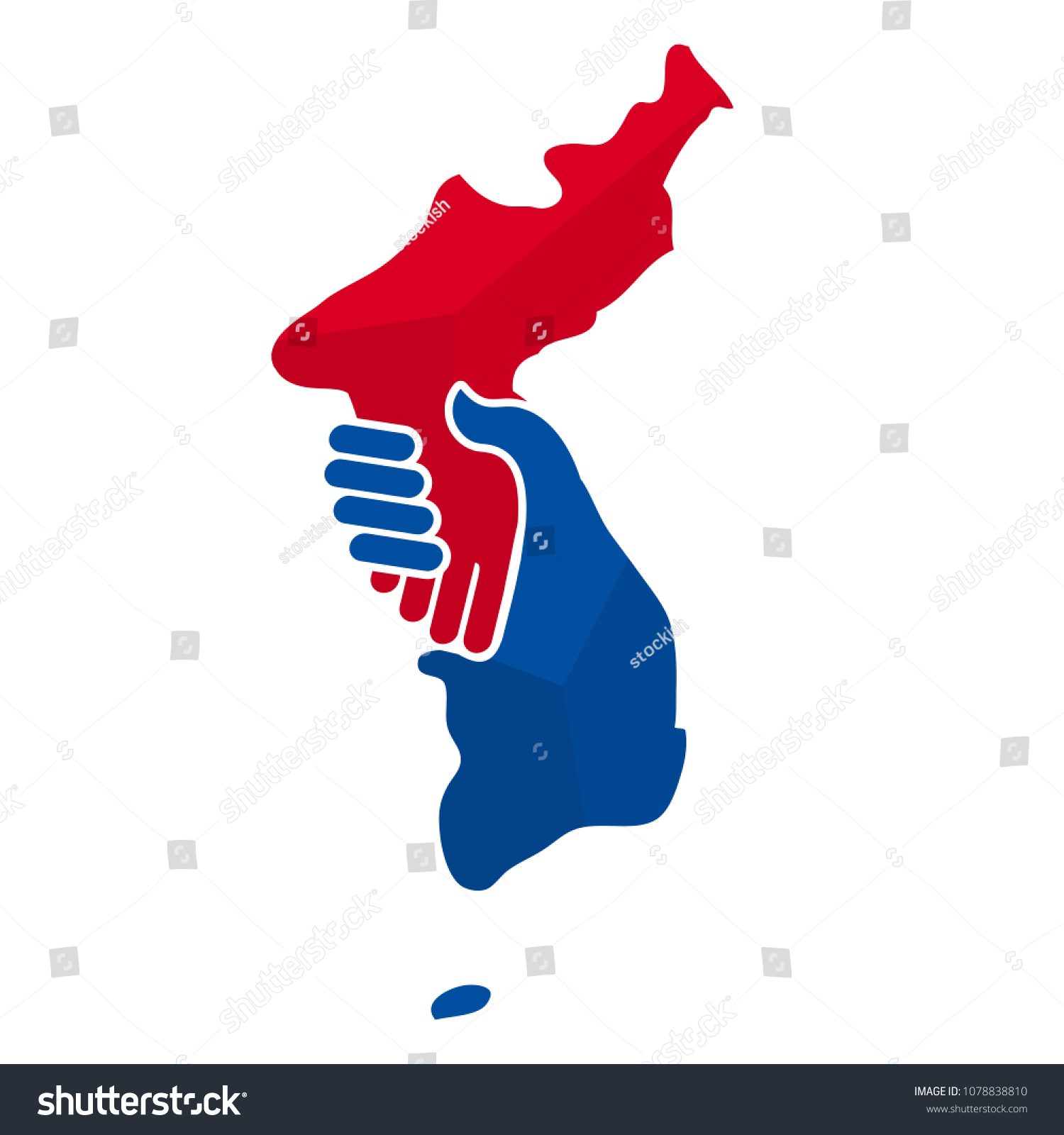 Unification Korea Map Vector Handshake Logo Stock Vector (Royalty Free ...