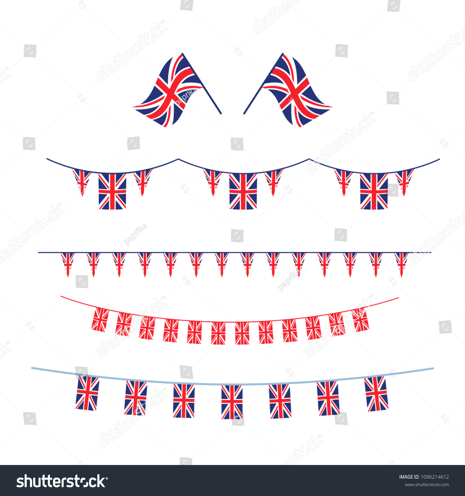 Union Jack Flag Set Stock Vector (Royalty Free) 1096214612 | Shutterstock