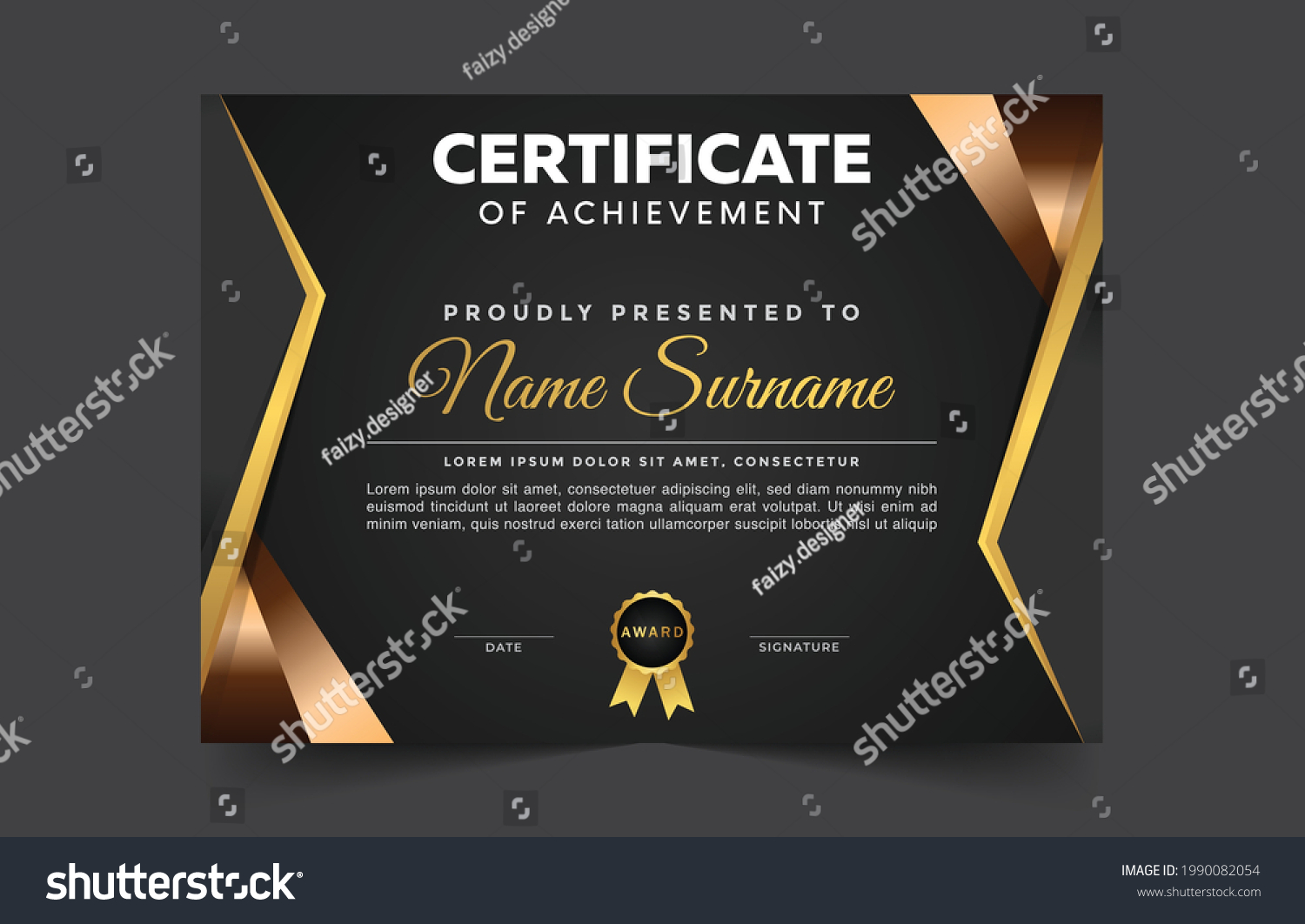 Unique Professional Certificate Template Stock Vector (Royalty Free ...