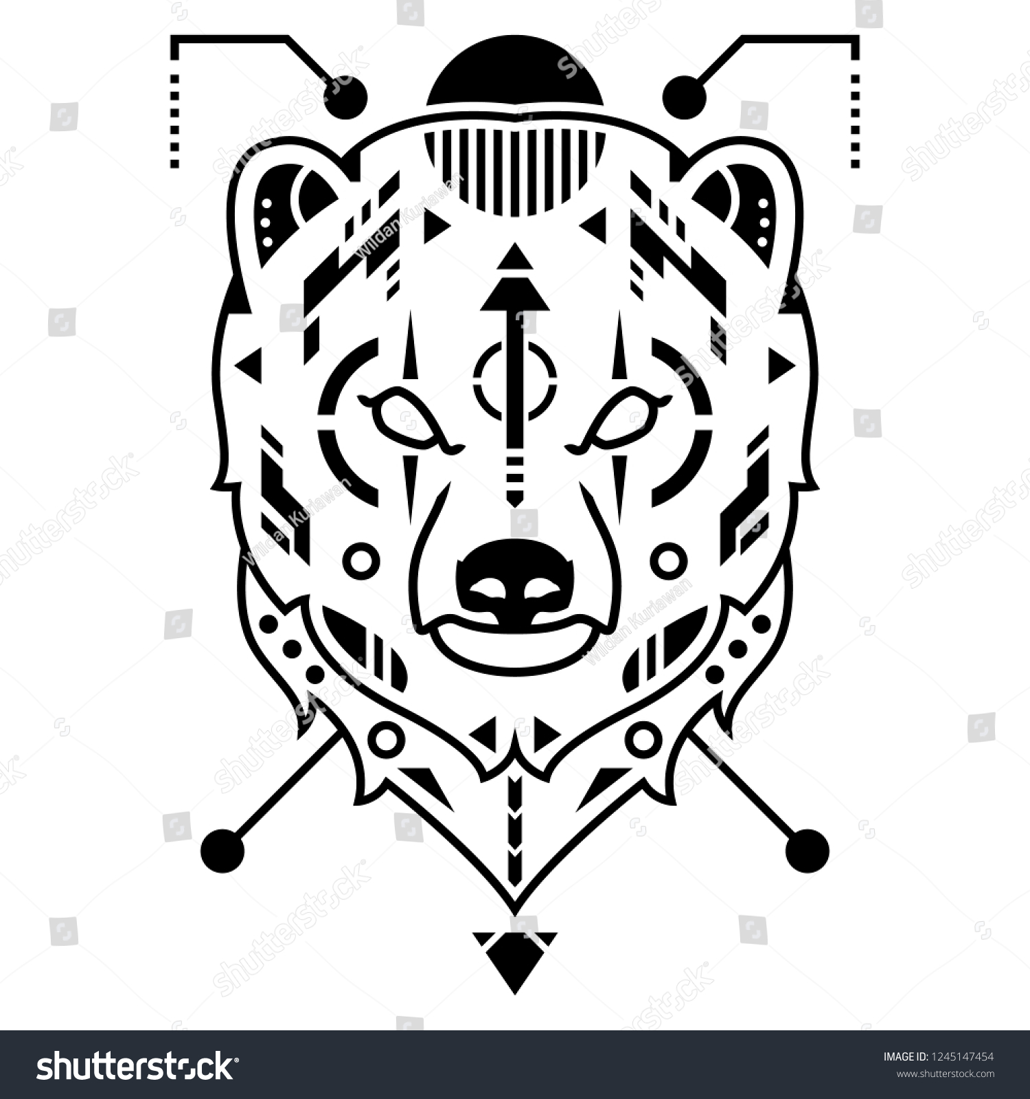 Unique Bear Head Vector Illustration White Stock Vector (Royalty Free ...