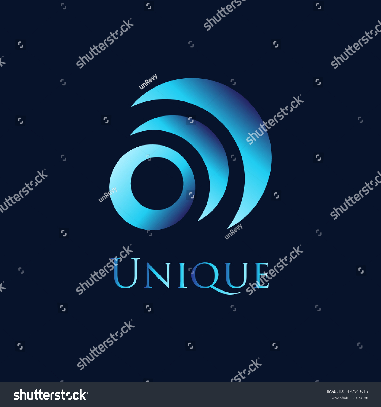 Unique Blue Logo Round Crescent Shape Stock Vector (Royalty Free ...