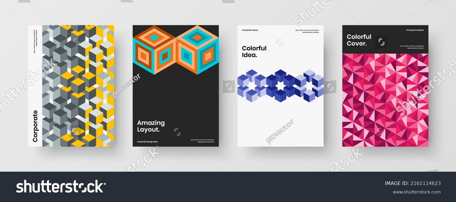 Unique Geometric Pattern Pamphlet Template Collection Stock Vector ...
