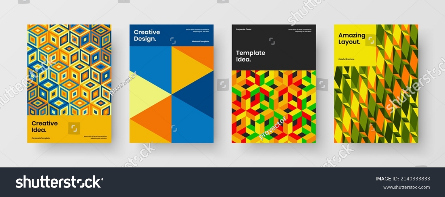 Unique Geometric Pattern Presentation Template Set Stock Vector ...