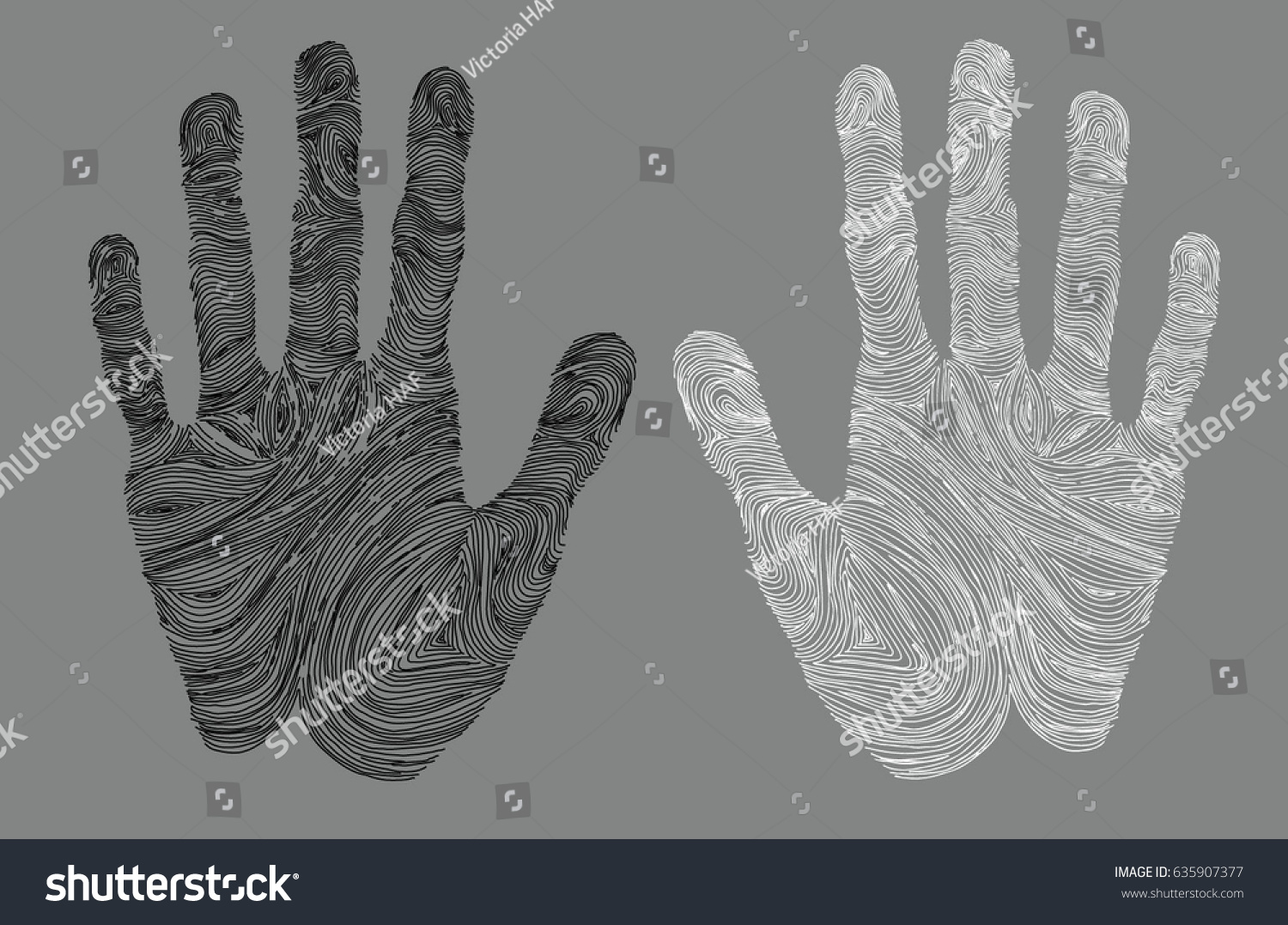 Unique Hand Print Line Illustration Vector Stock Vector (Royalty Free ...