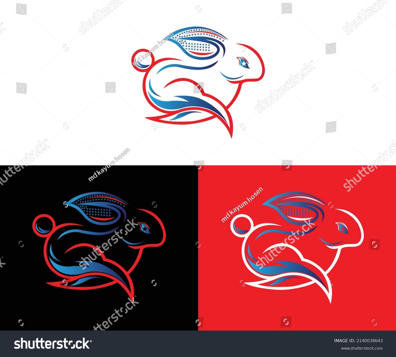 Unique Rabbit Logo Design Eps Stock Vector (Royalty Free) 2140038643 ...