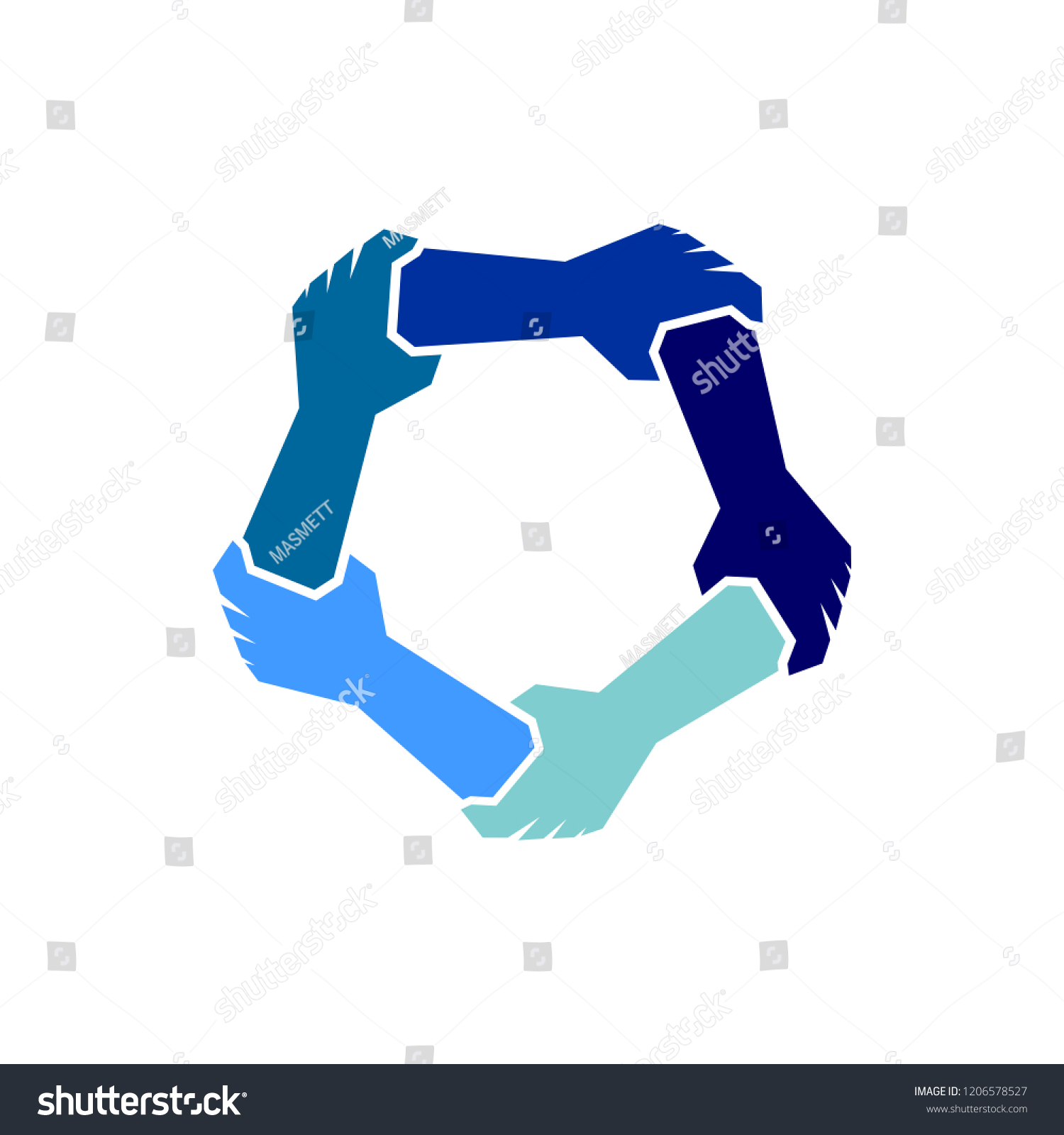 United Hand Logo Vector Stock Vector (Royalty Free) 1206578527