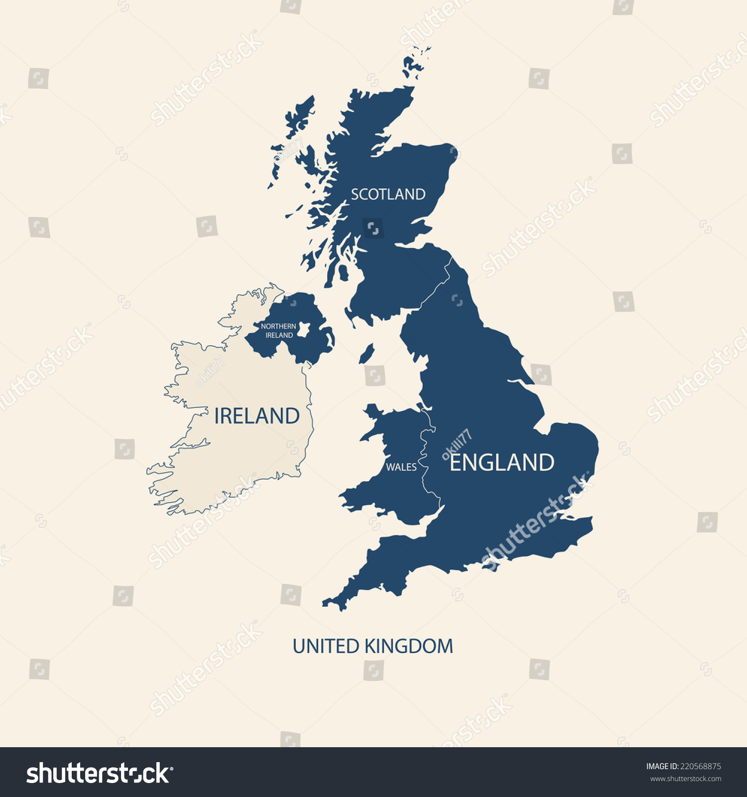 United Kingdom Map Uk Map Stock Vector (Royalty Free) 220568875 ...