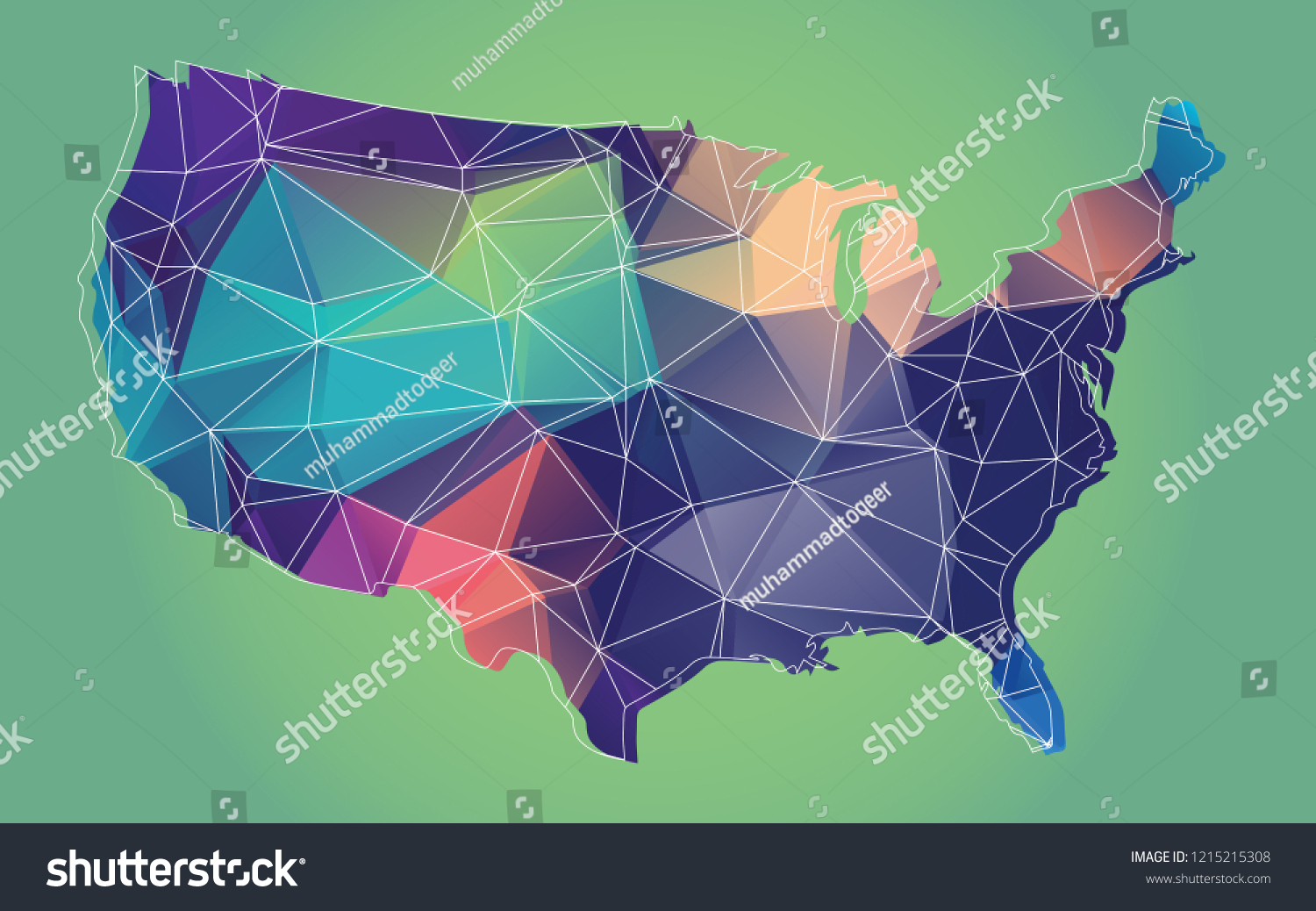 United States Map Low Poly Networking Stock Vector (Royalty Free ...