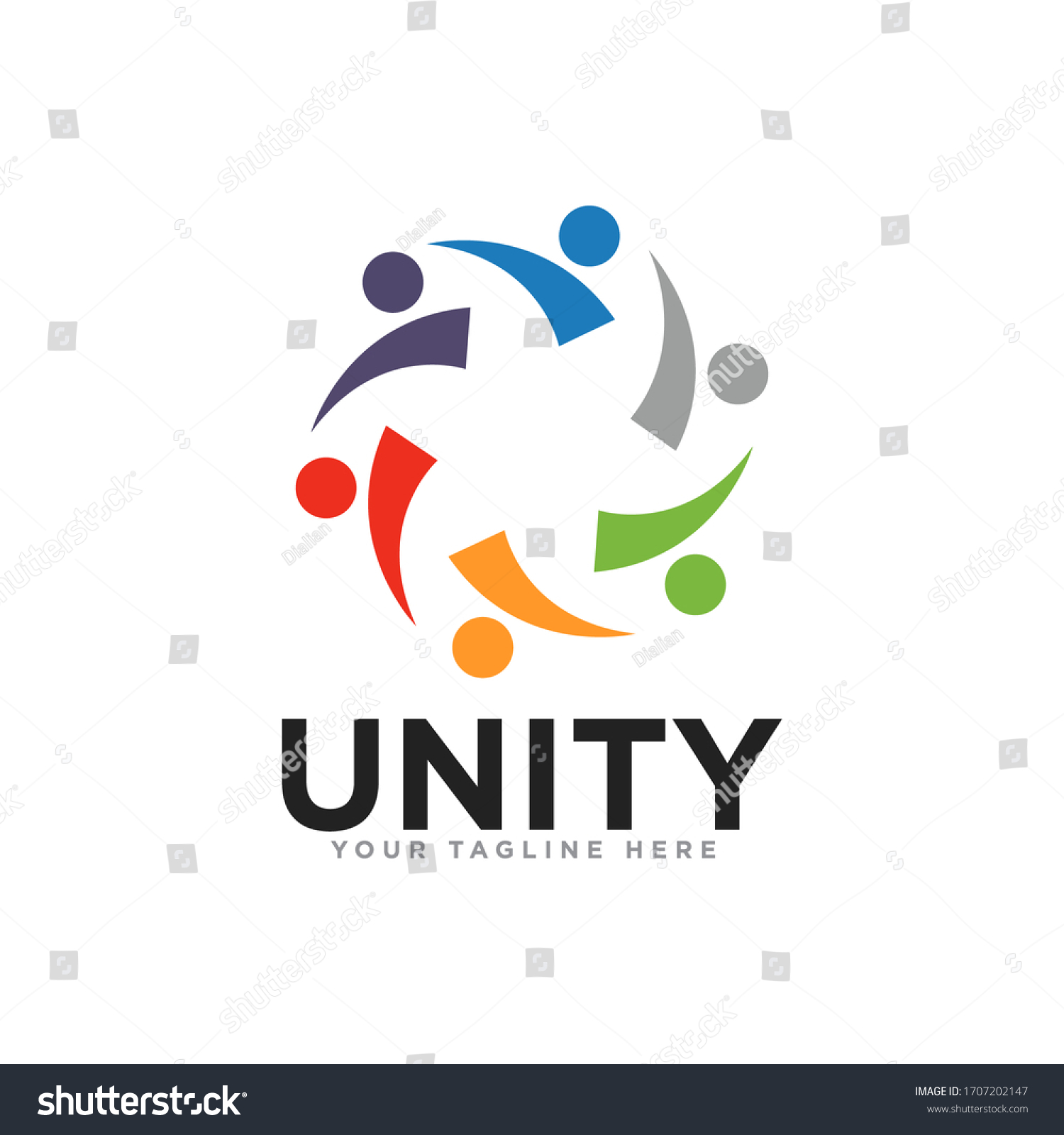Unity Team Work Logo Design Vector Stock Vector (Royalty Free) 1707202147