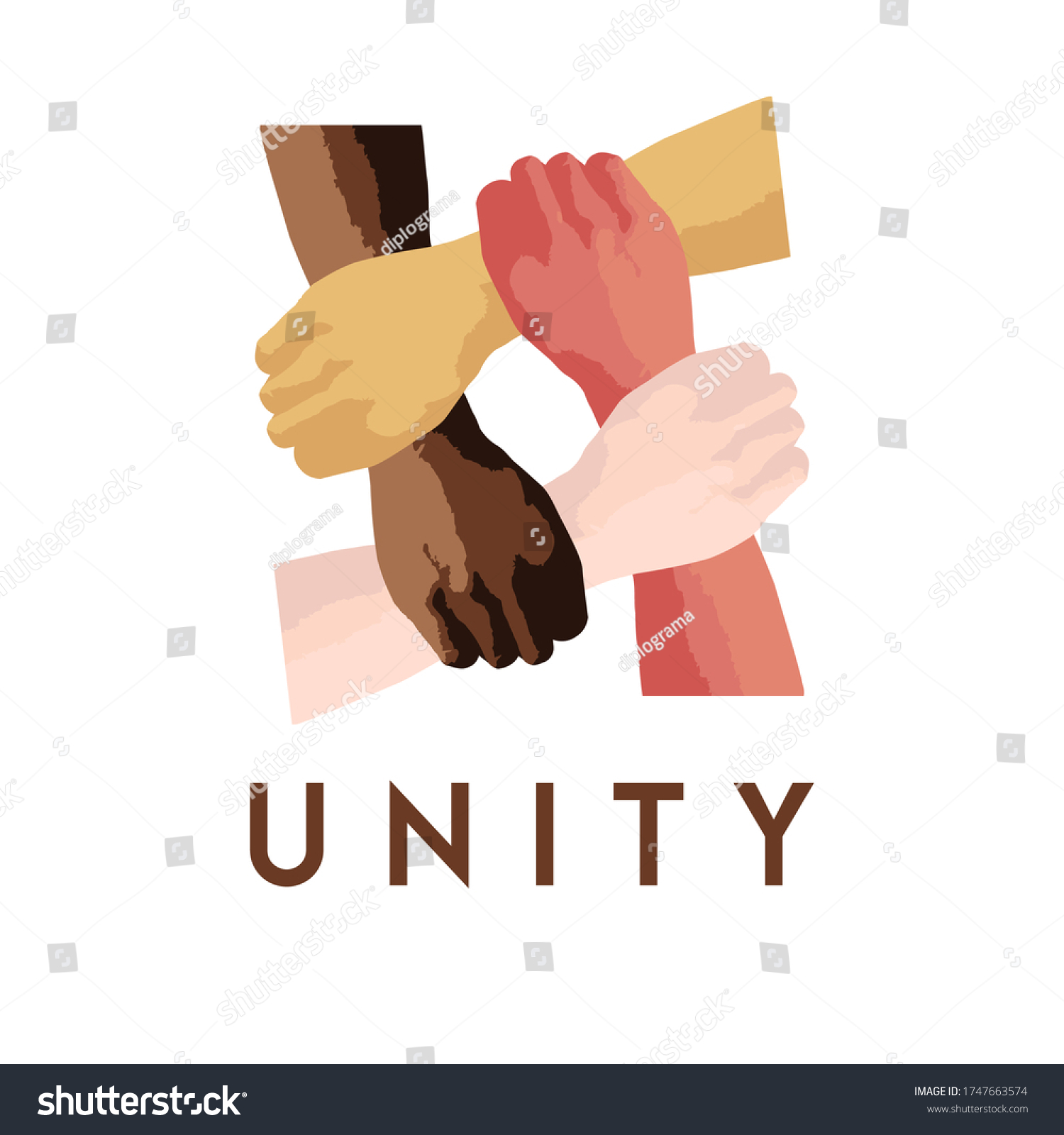 Unity Difference Flat Design Poster Stop Stock Vector (Royalty Free ...