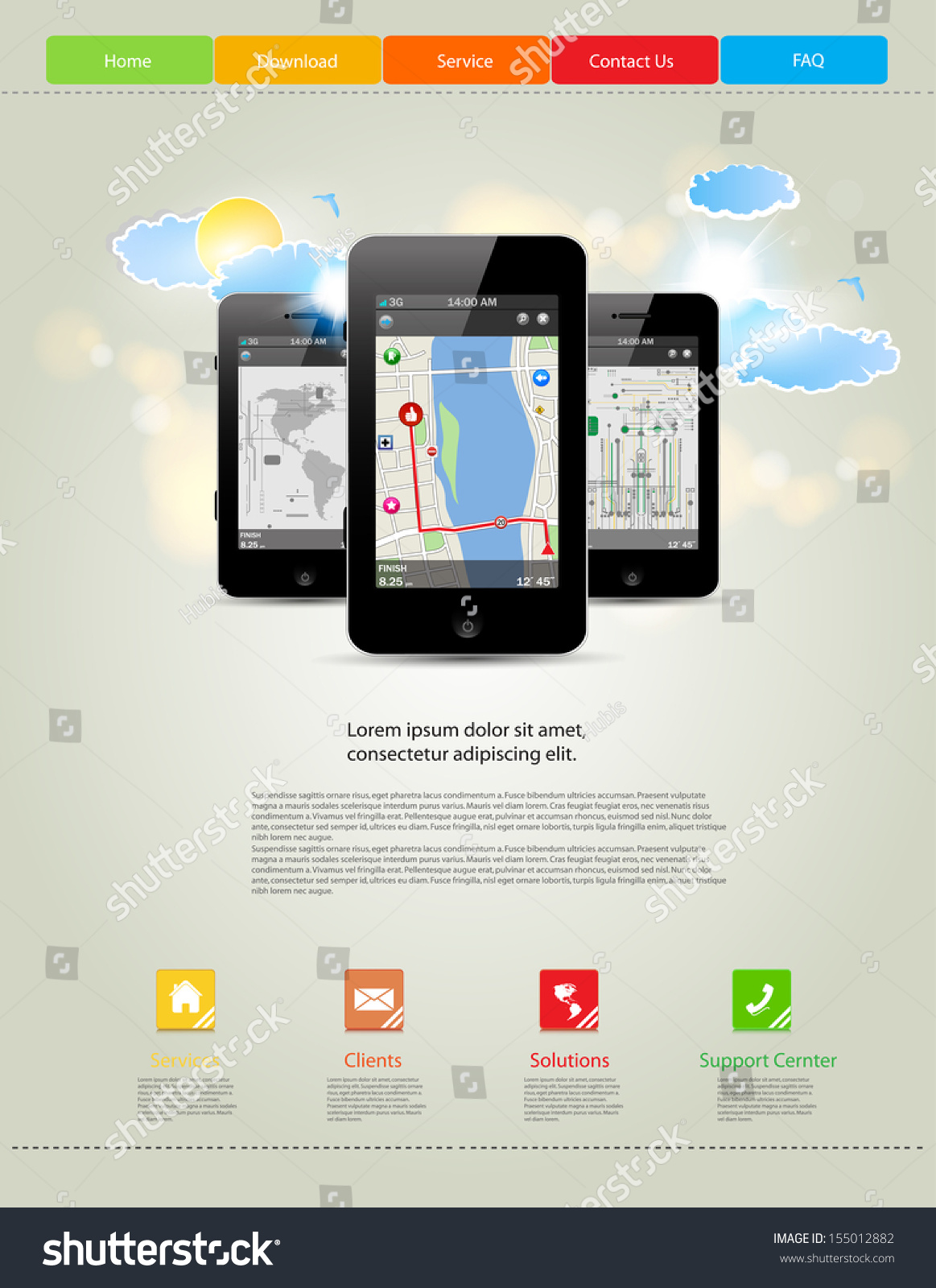 Universal Design Mobile Phones Template: เวกเตอร์สต็อก (ปลอดค่า ...