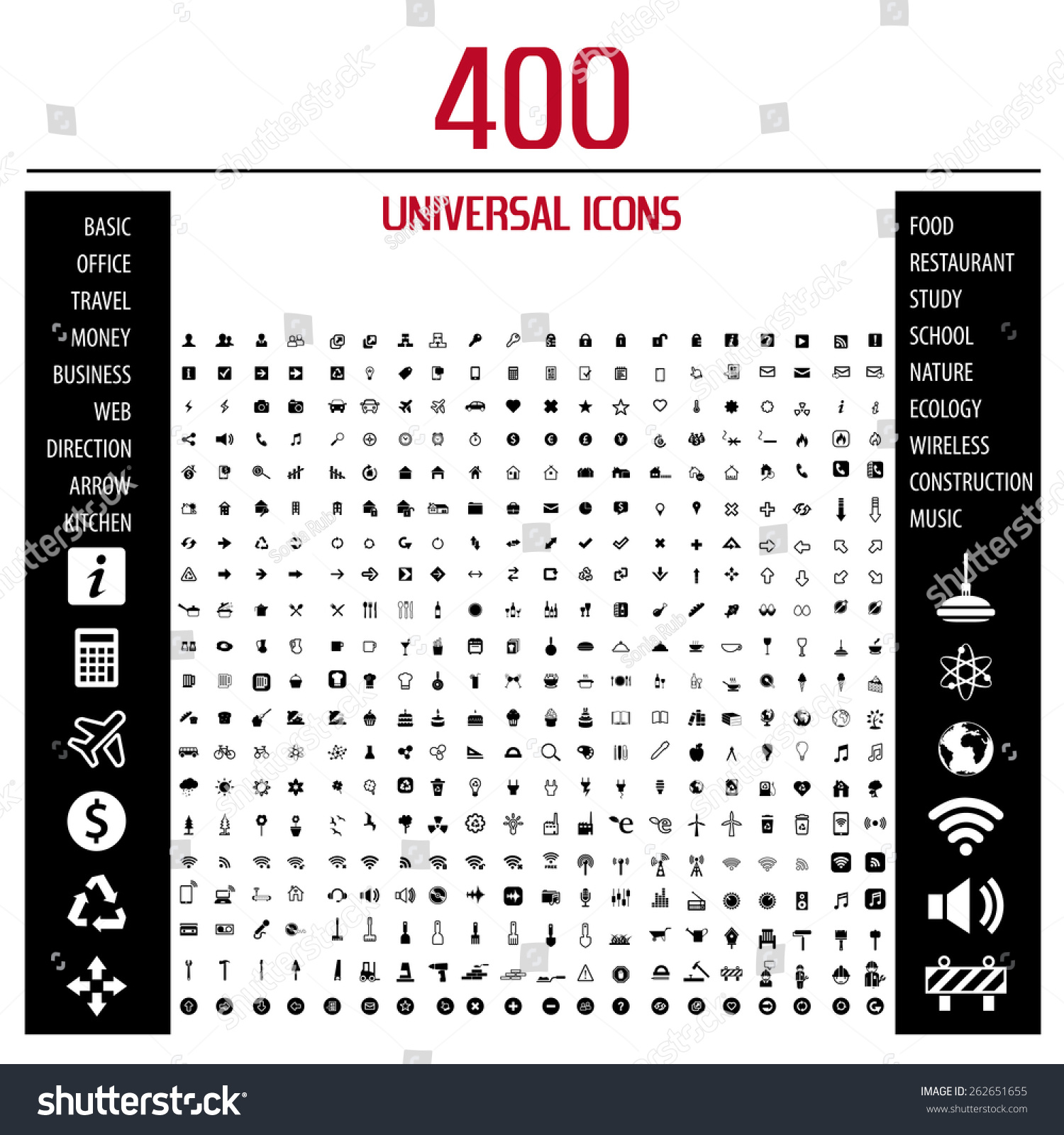 Universal Icons Icon Set Stock Vector (Royalty Free) 262651655 ...
