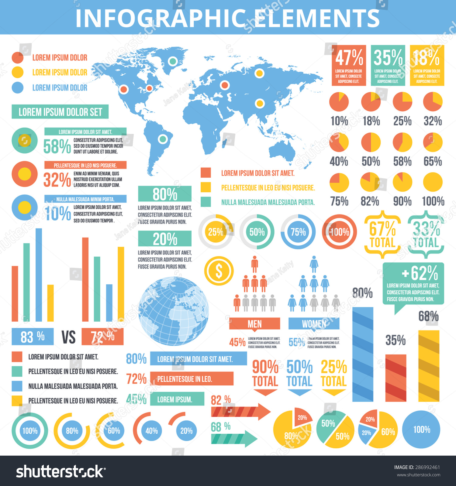 Universal Infographic Elements Set Flat Design : image vectorielle de ...