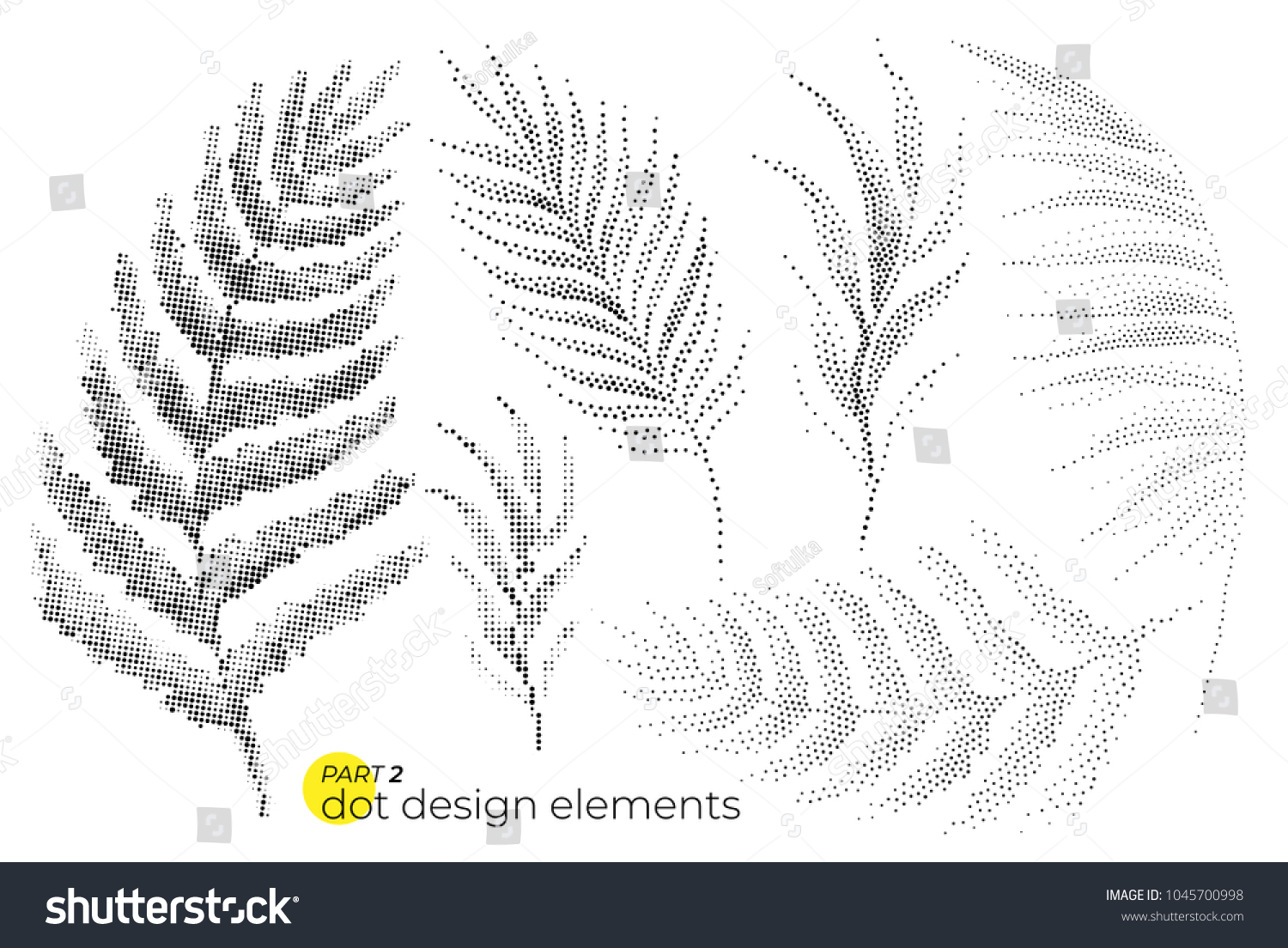 Universal Trend Dotty Leaves Set Dotted Stock Vector (Royalty Free ...
