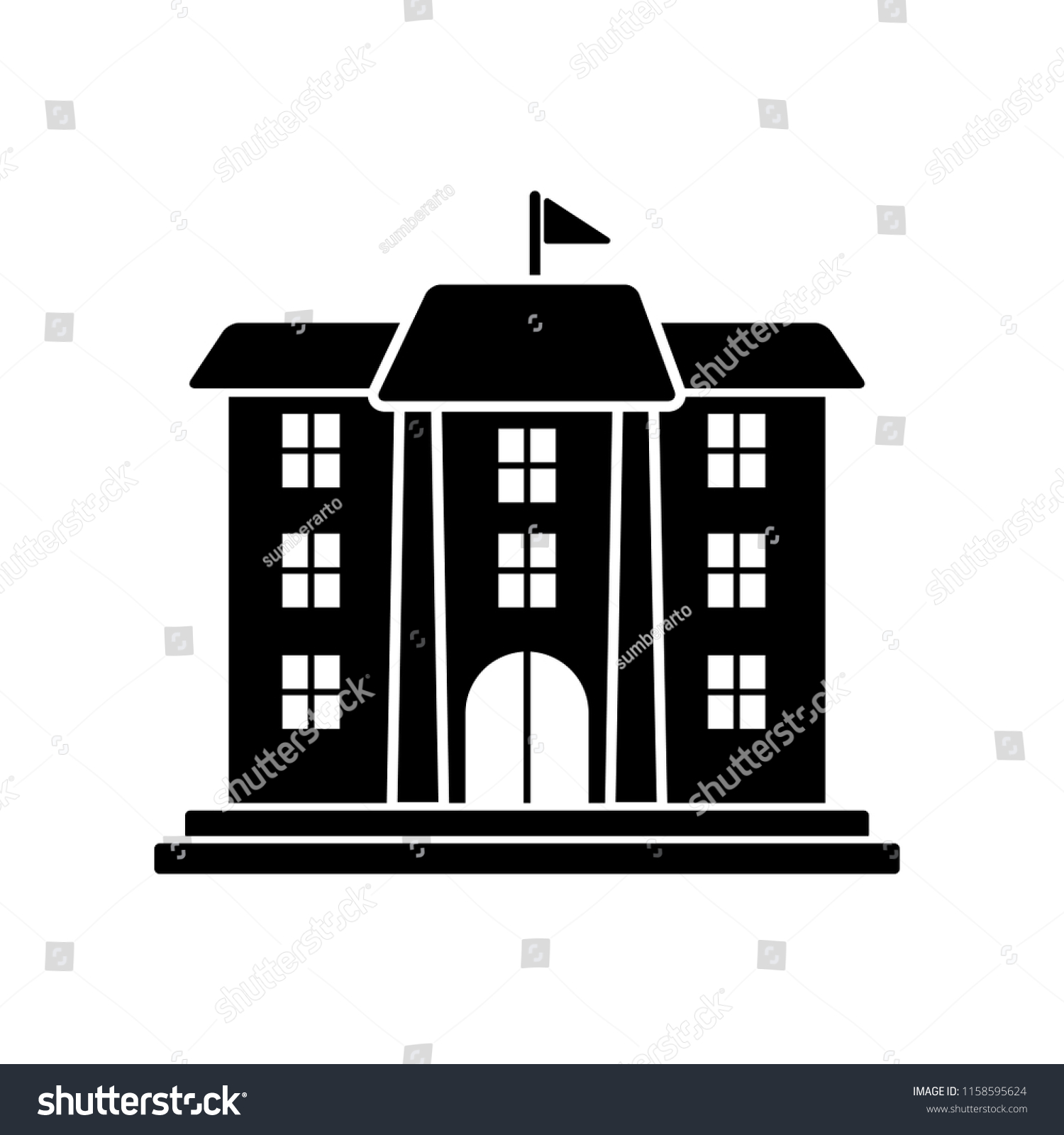 University Building Icon Vector Template Stock Vector (Royalty Free ...