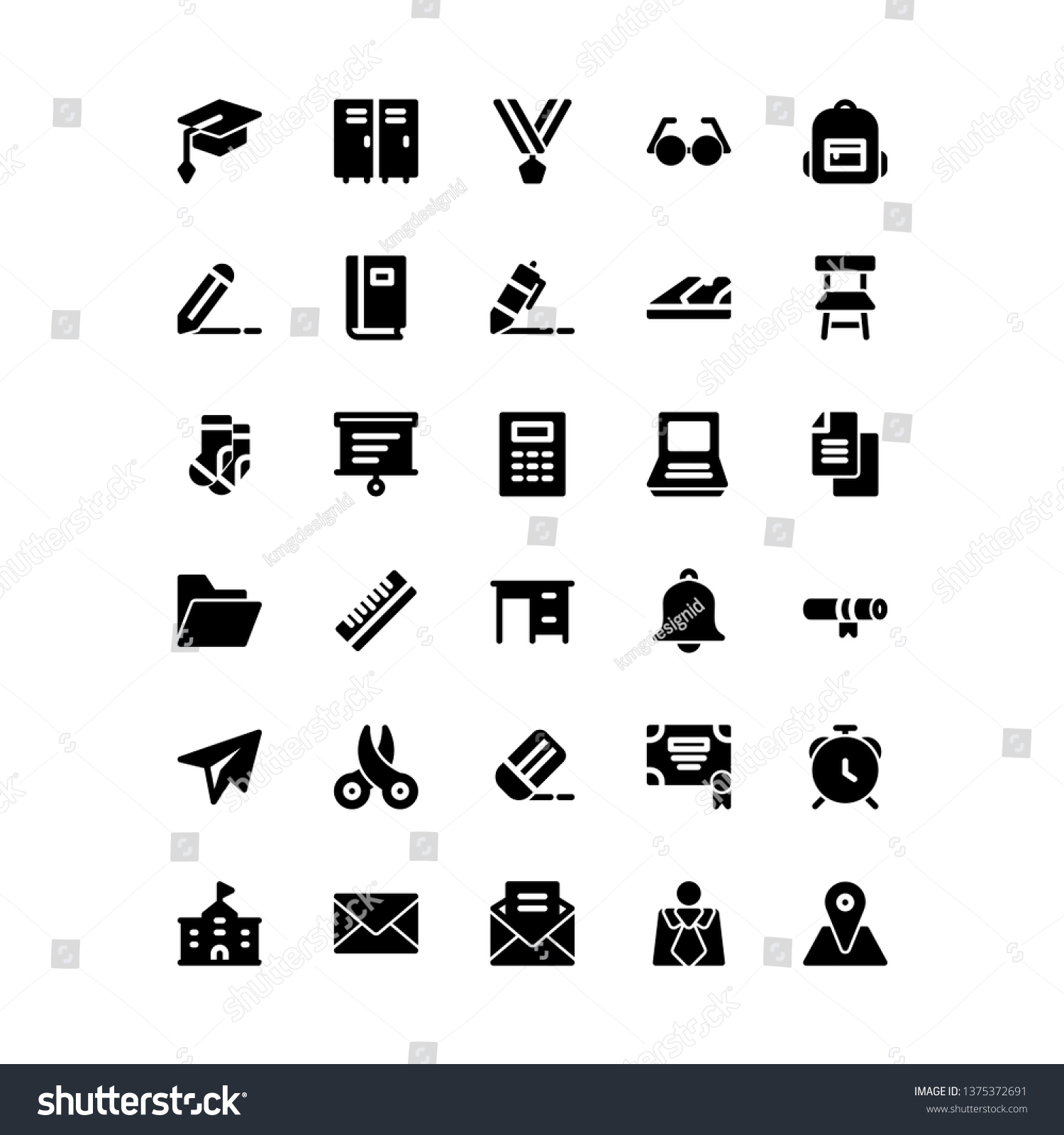 University Education Icons 30 Solid Style Stock Vector (Royalty Free ...