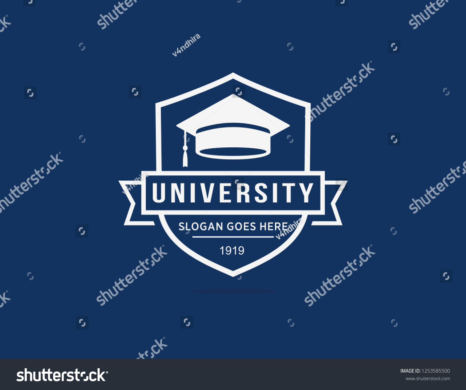 University Logo Template: เวกเตอร์สต็อก (ปลอดค่าลิขสิทธิ์) 1253585500
