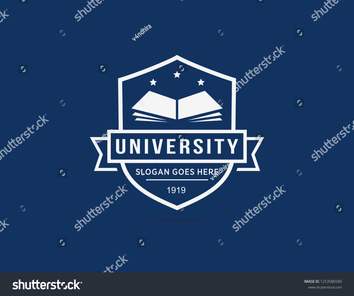 University Logo Template: เวกเตอร์สต็อก (ปลอดค่าลิขสิทธิ์) 1253586589