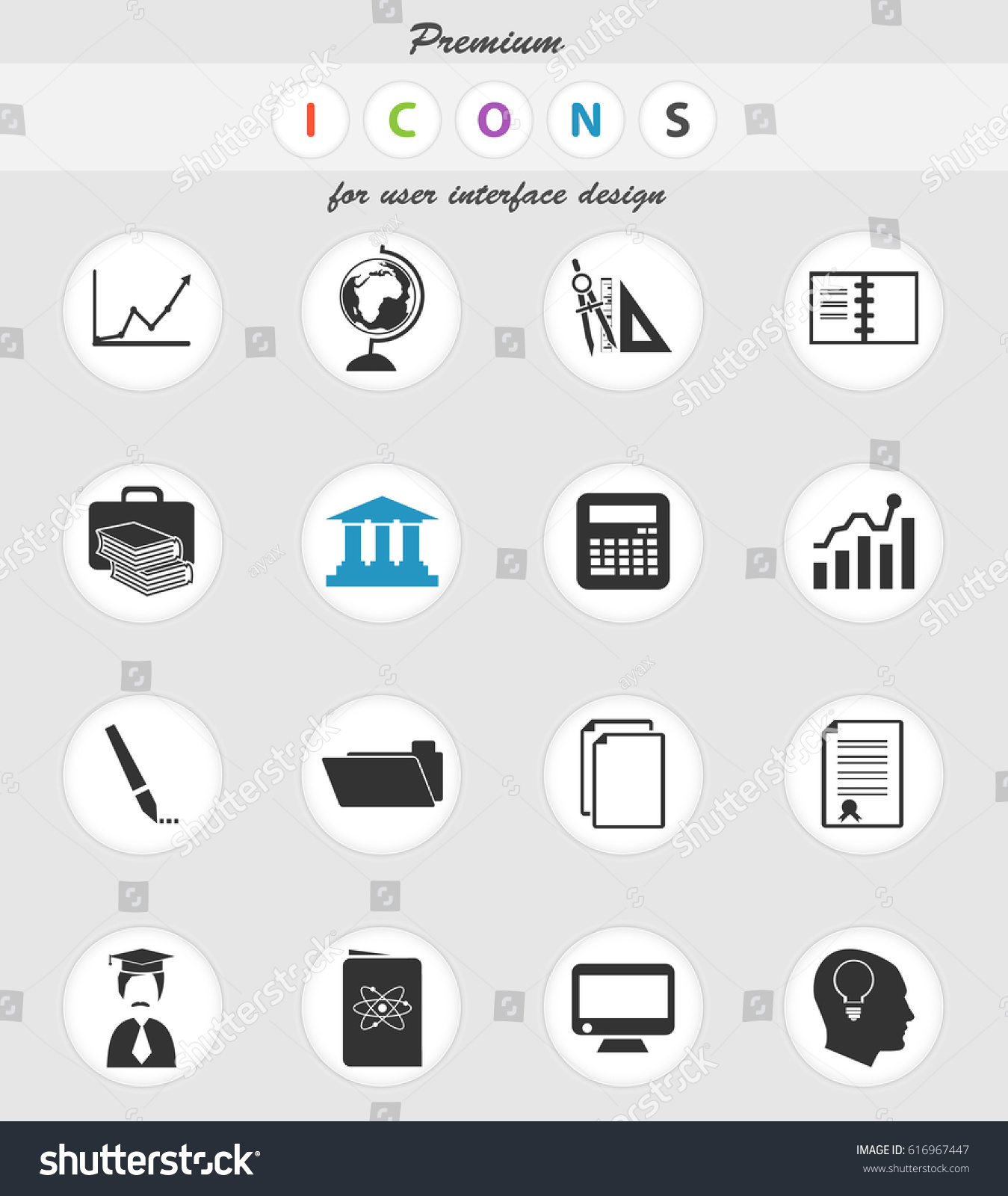 University Vector Icons User Interface Design Stock Vector (Royalty ...