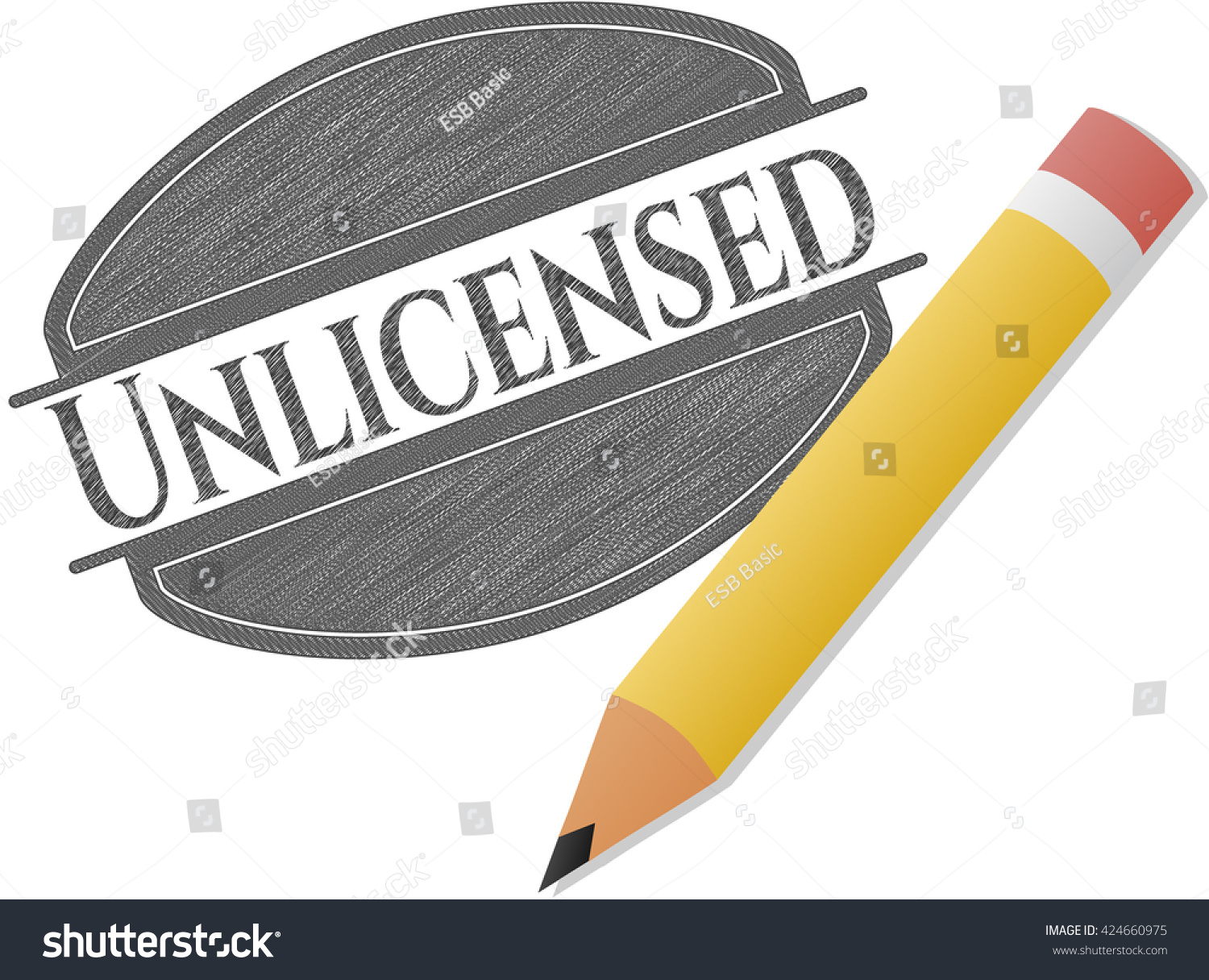 Unlicensed Emblem Draw Pencil Effect Stock Vector (Royalty Free ...