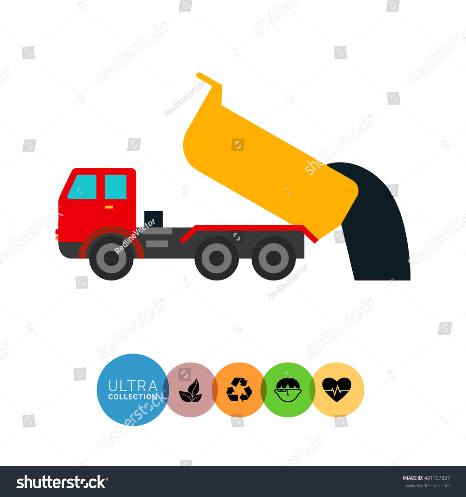 Unloading Dump Truck Icon Stock Vector (Royalty Free) 431797837 ...
