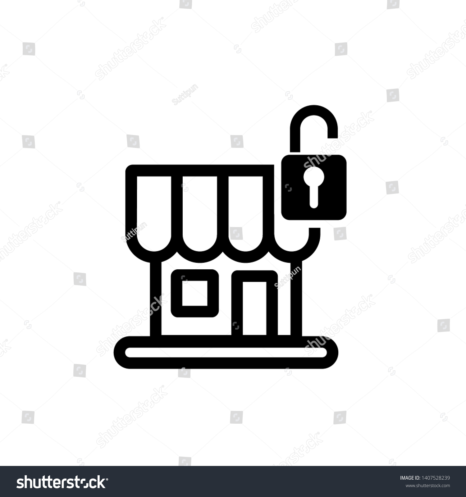 Unlock Store Vector Icon On White Stock Vector (Royalty Free ...