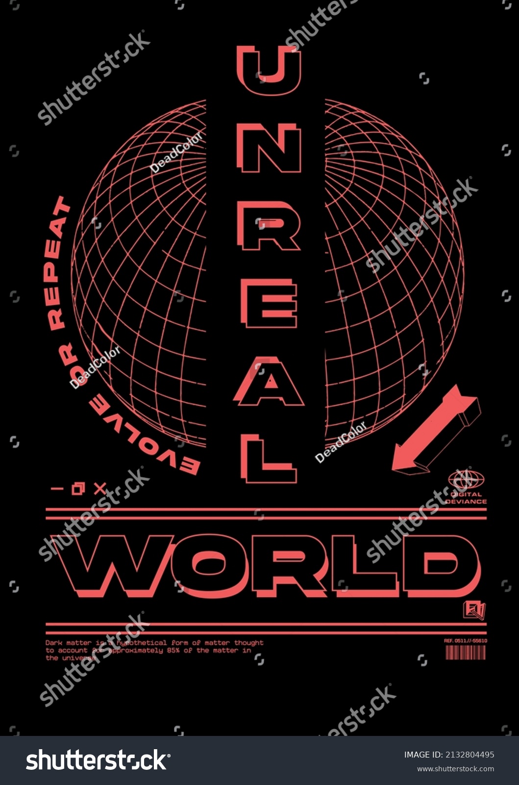 Unreal Text Wireframe Globe Vector Design Vetor Stock Livre De