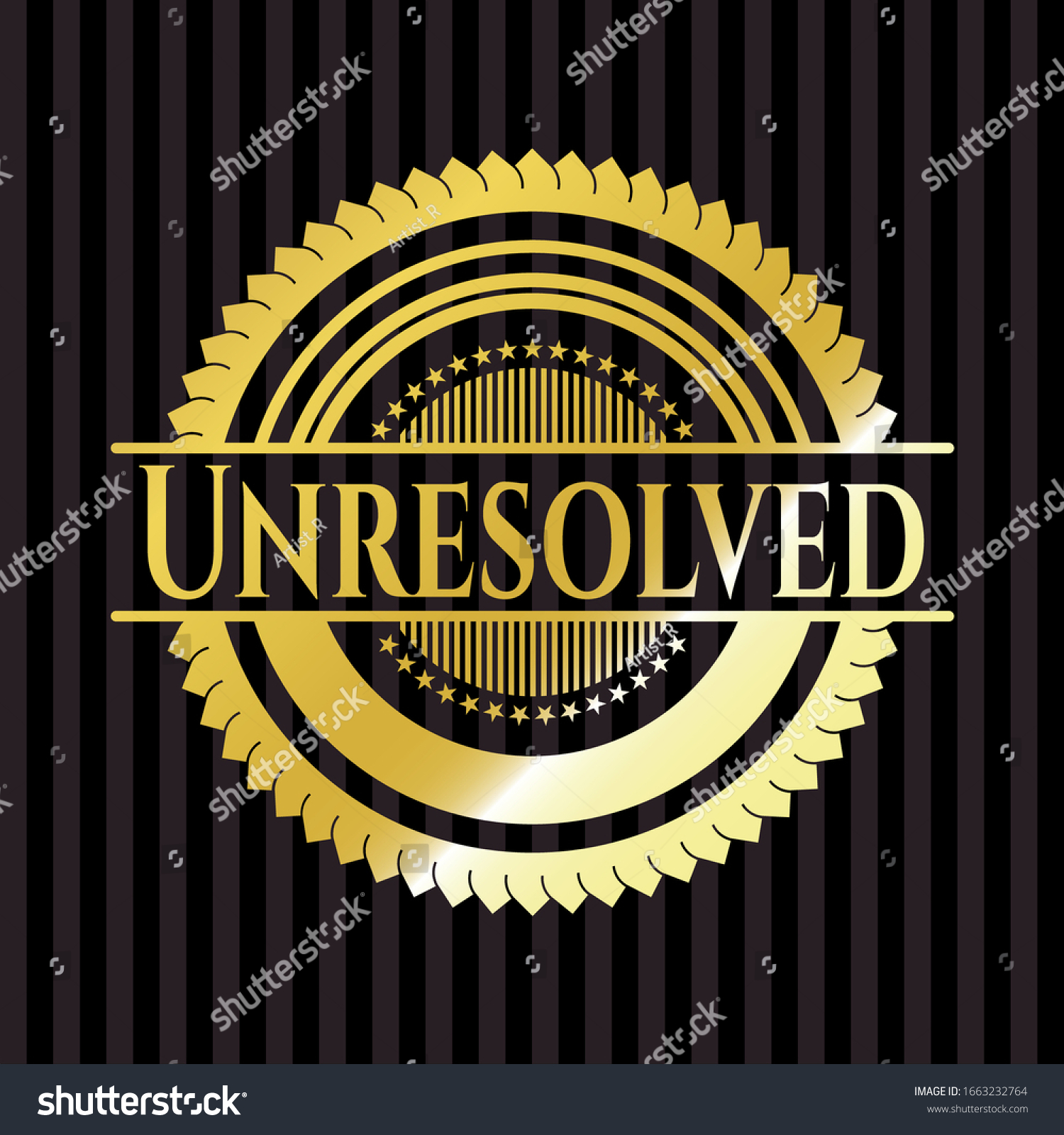 Unresolved Gold Shiny Badge Vector Illustration Stock Vector (Royalty ...