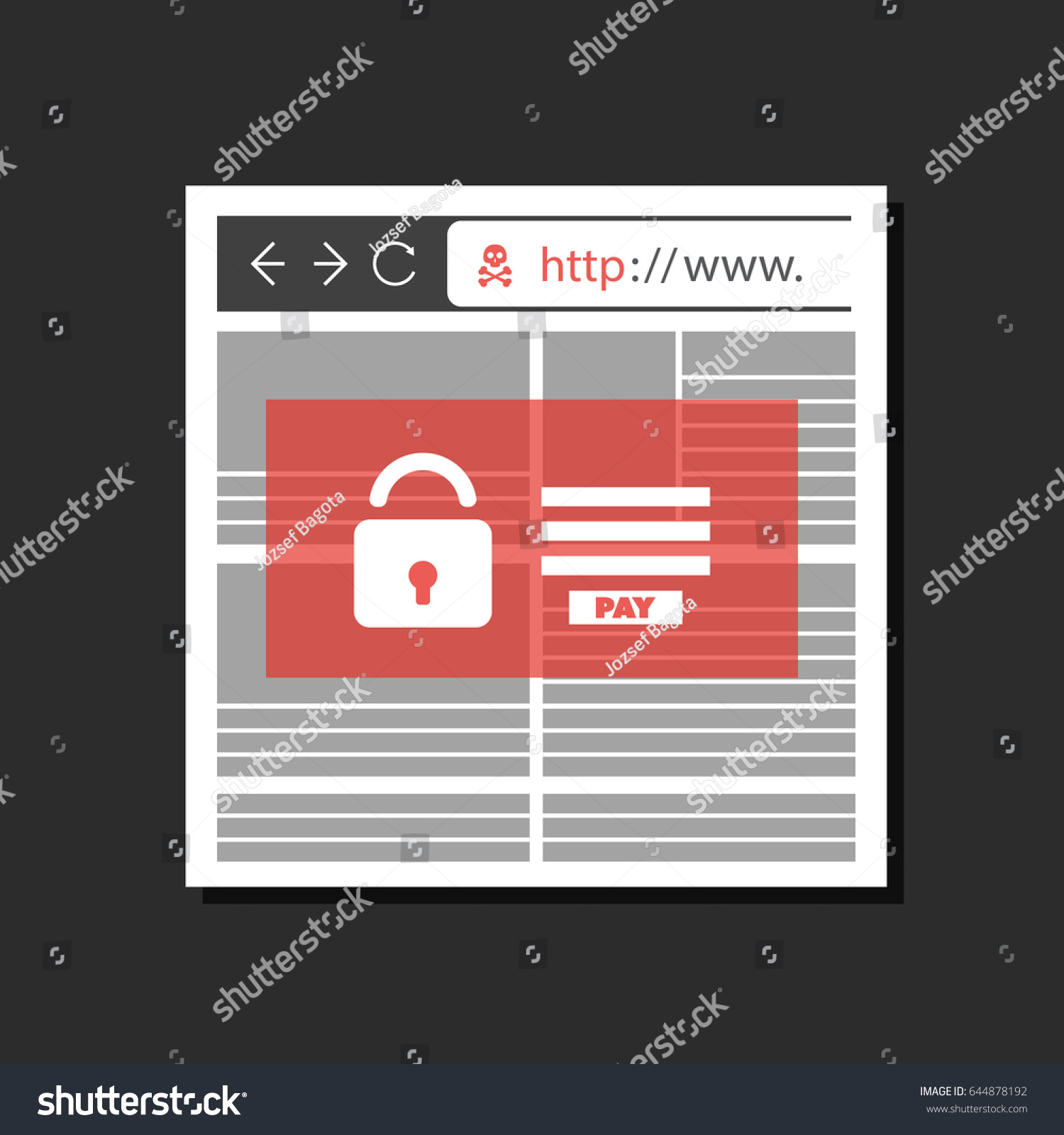 Unsafe Online Browsing Locked Device Encrypted Stock Vector (Royalty ...