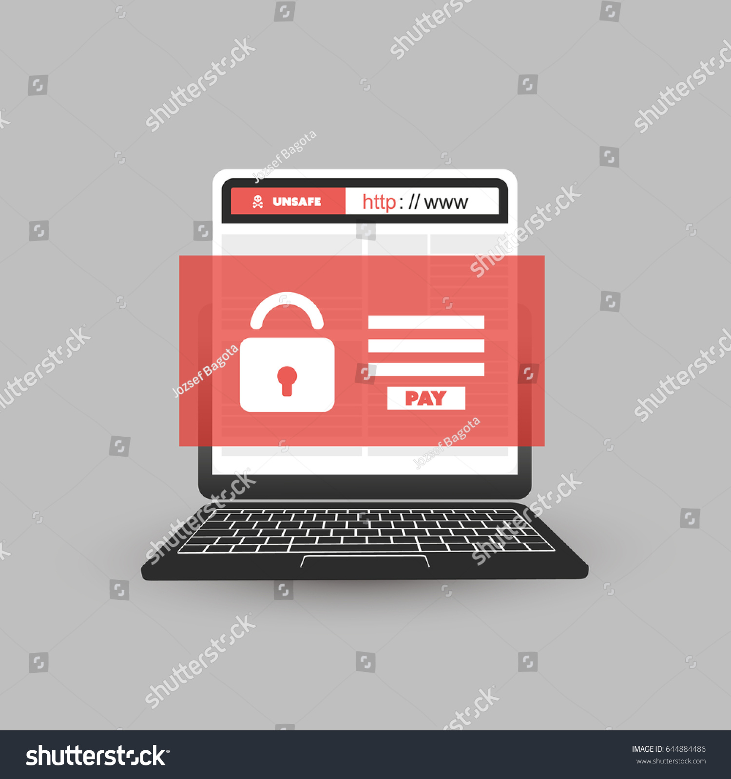 Unsafe Online Browsing Locked Device Encrypted Stock Vector (Royalty ...