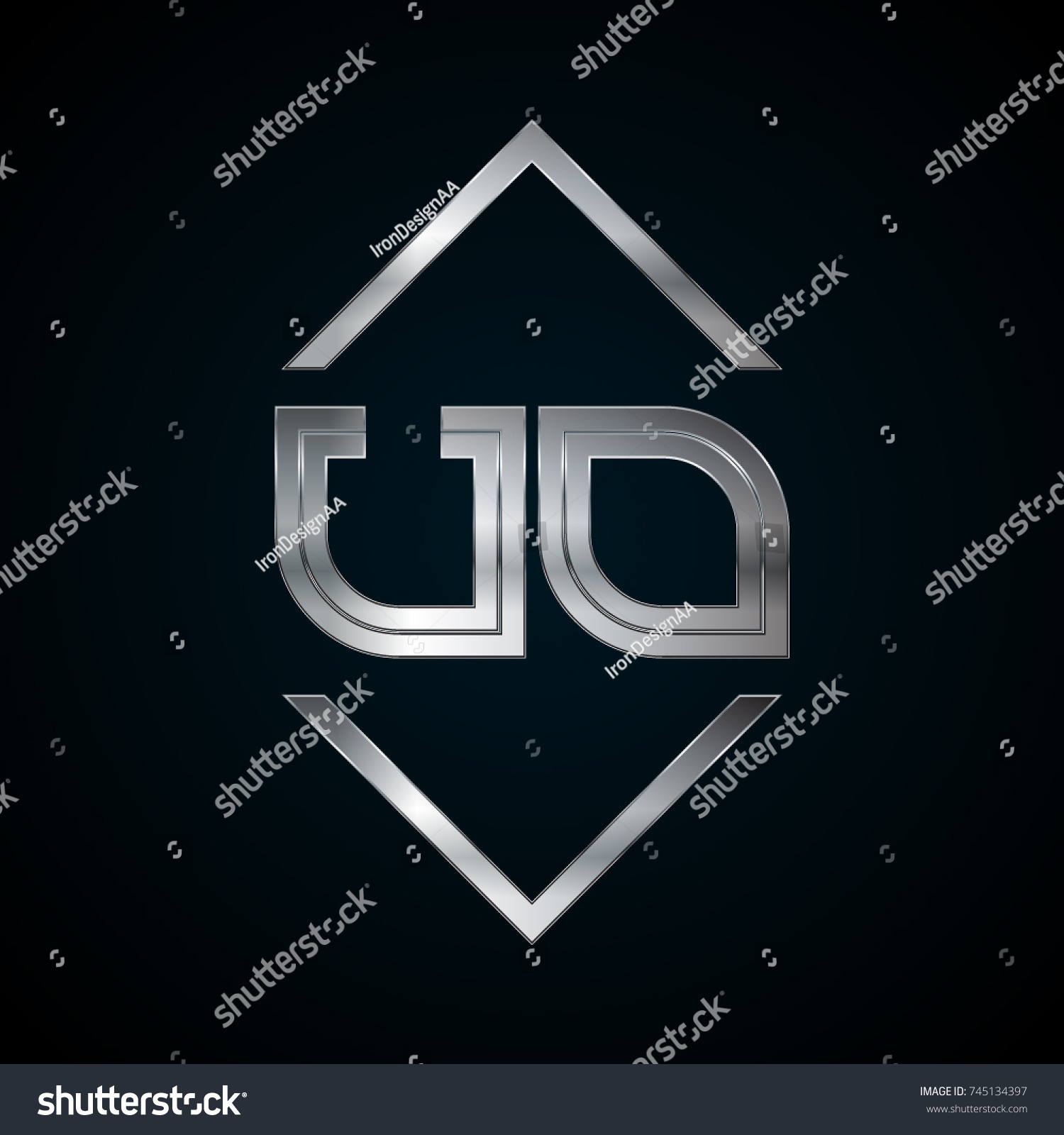 Uo Monogram Metal Logo Silver Logo: vector de stock (libre de regalías ...