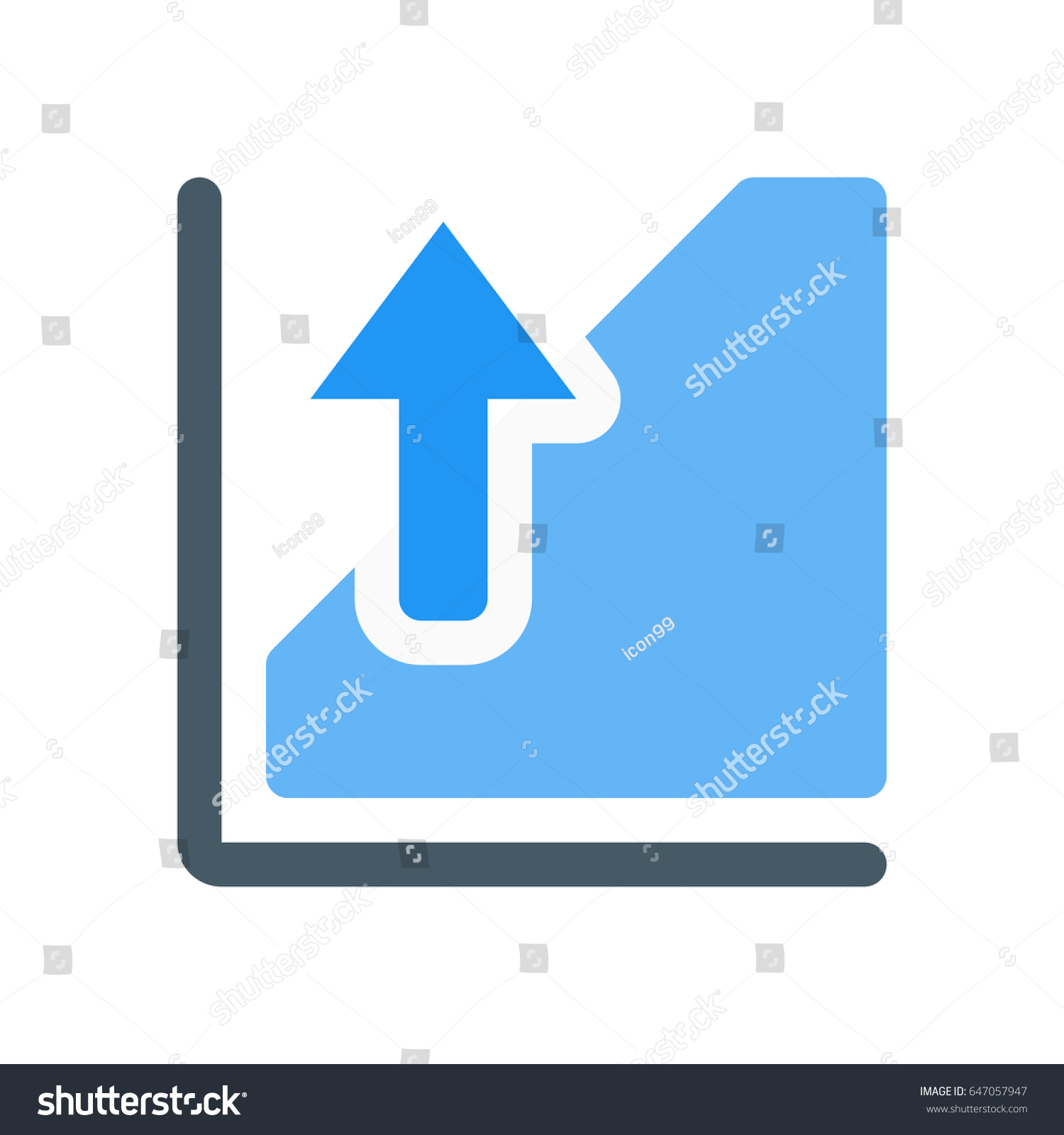 Upturn Area Chart Stock Vector (Royalty Free) 647057947