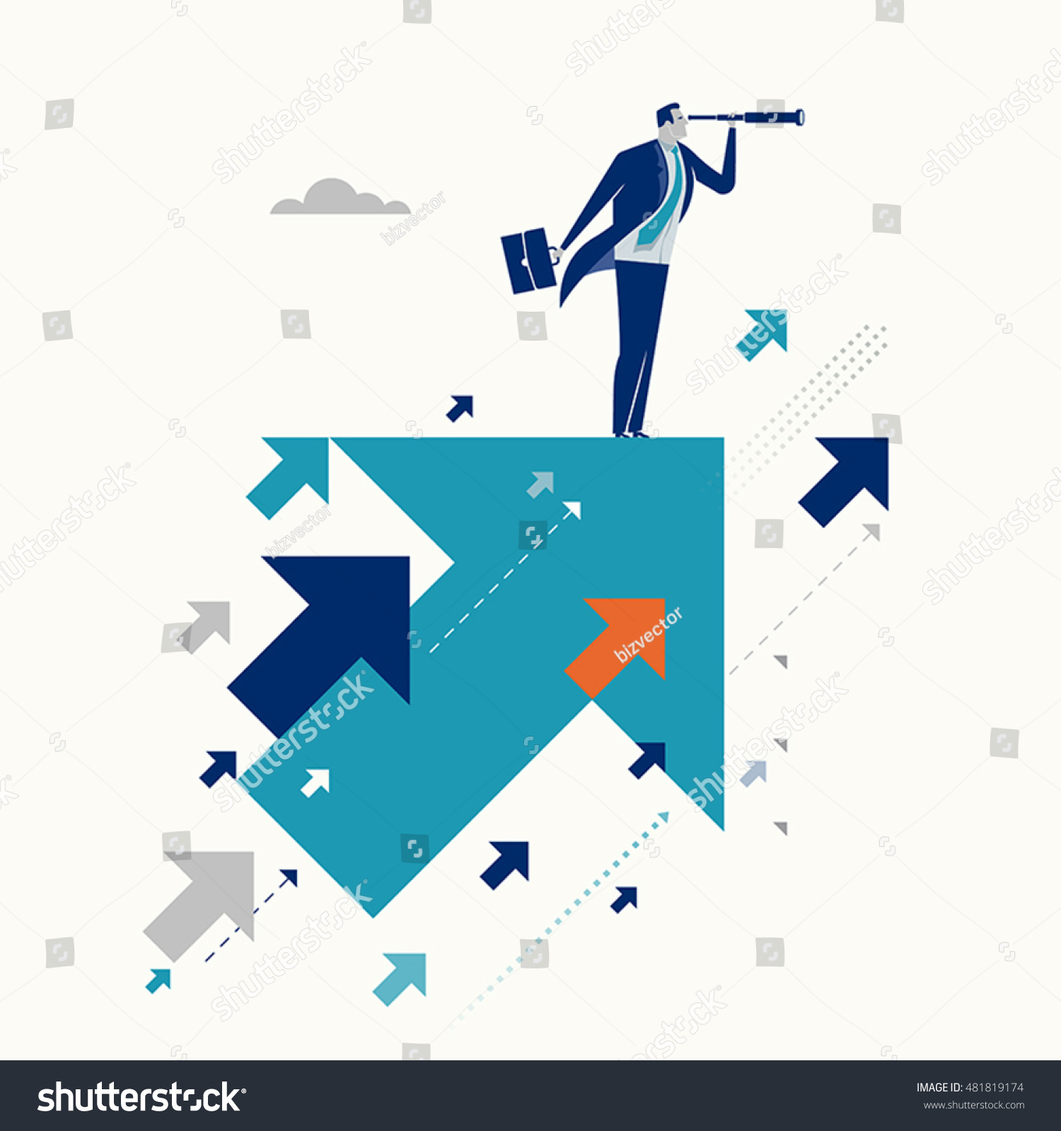 Upwards Businessman Standing On Flying Arrows Stock Vector Royalty Free 481819174