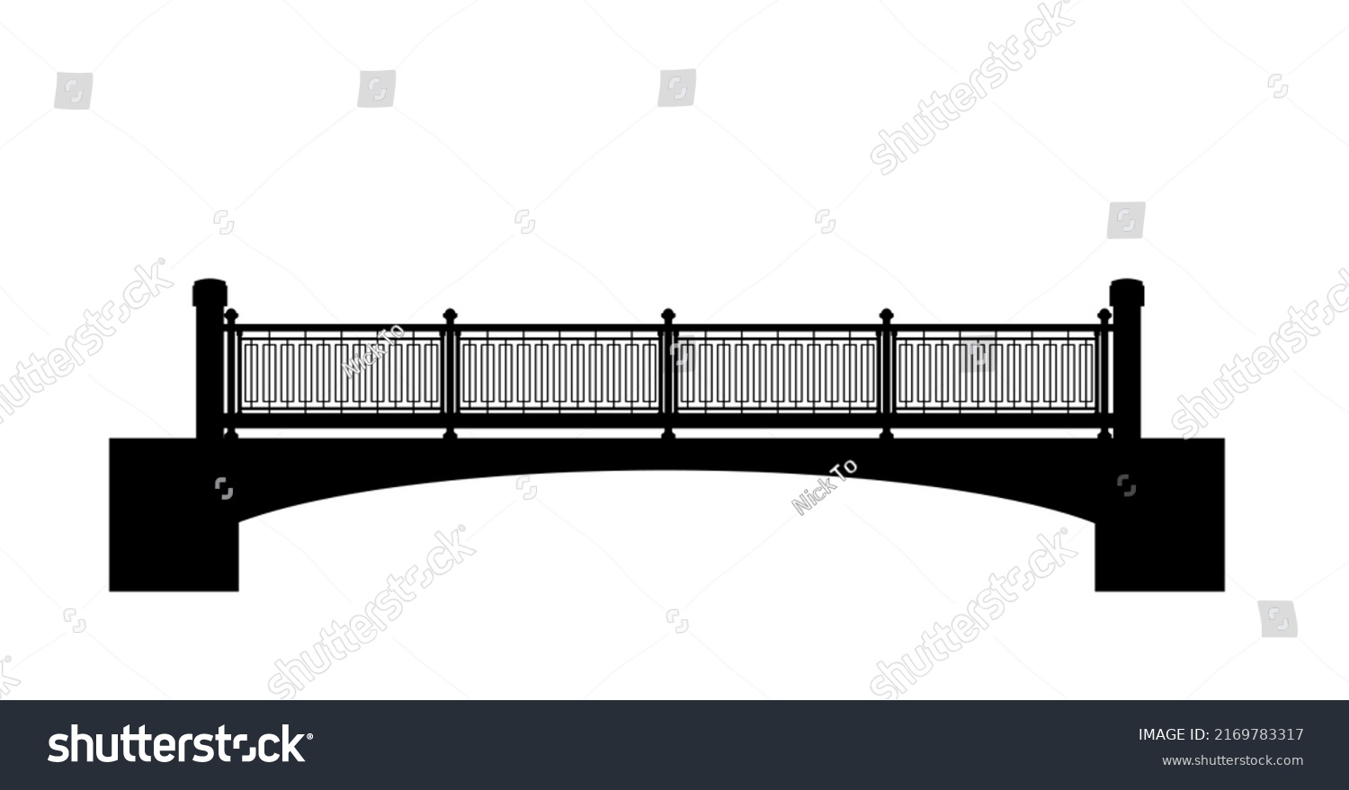Urban Bridge Silhouette Transport Road Construction Stock Vector