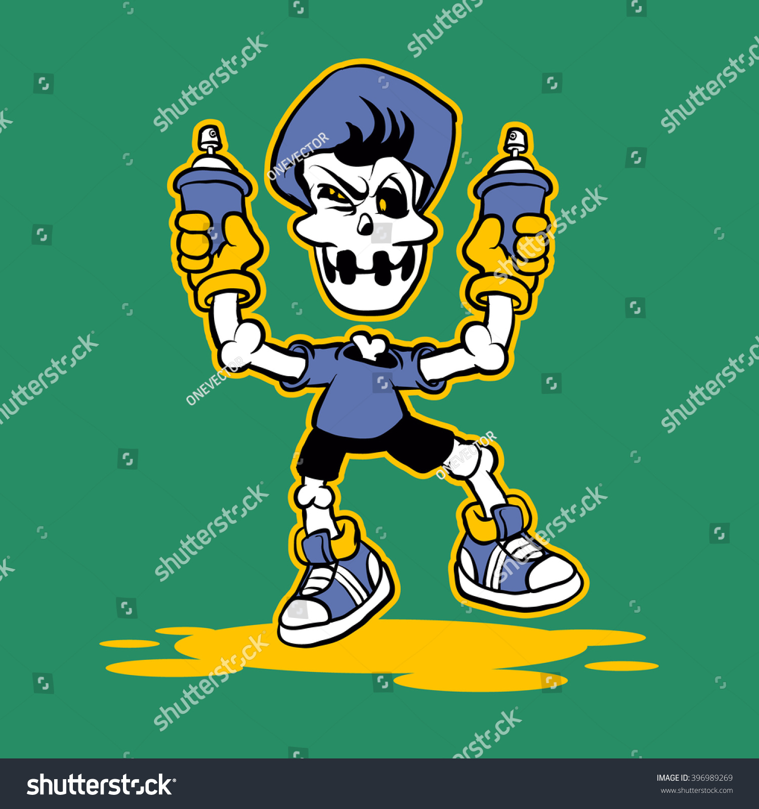 Urban Graffiti Skull Vector Cartoon Stock Vector (Royalty Free ...