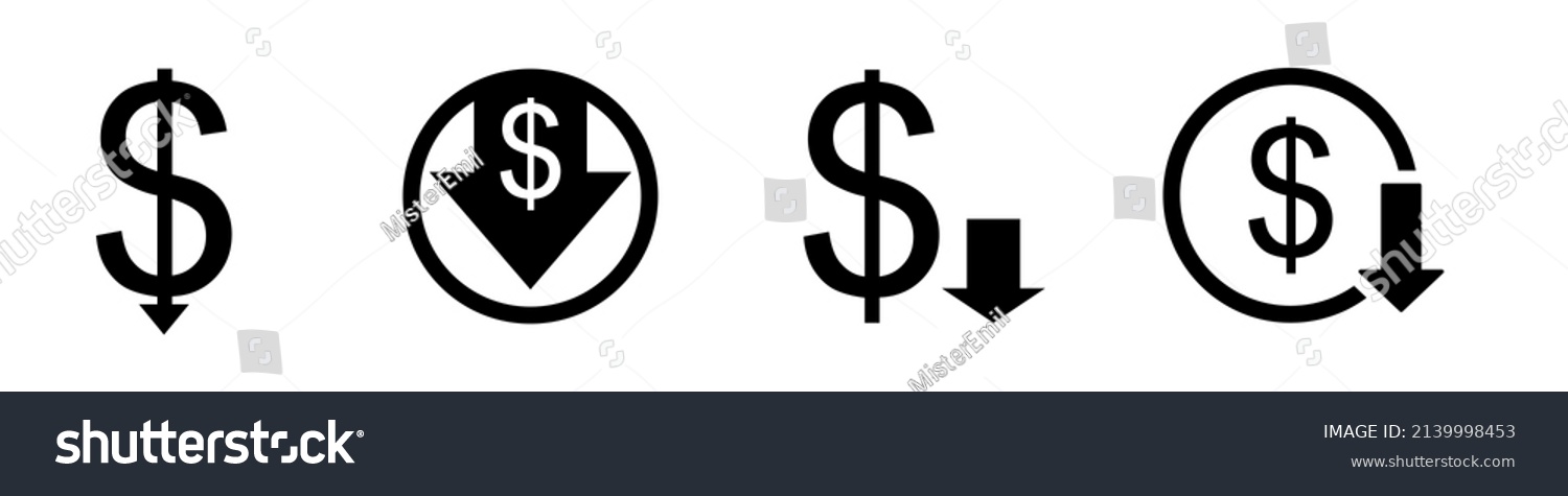 Us Dollar Down Icon Set Stock Vector (Royalty Free) 2139998453 ...